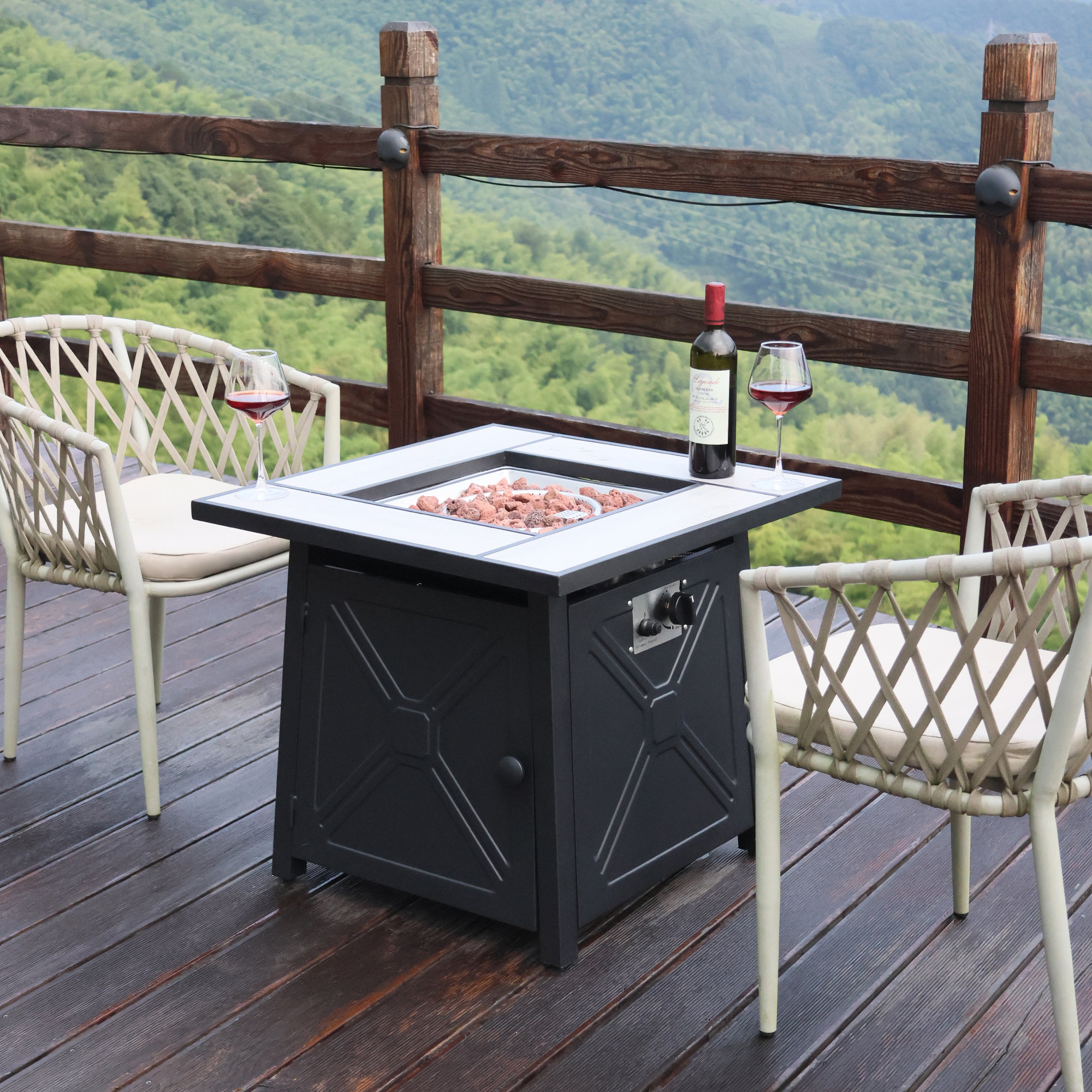 Latitude Run® 50,000 Btu Propane Outdoor Fire Pit Table, Ceramic Top ...