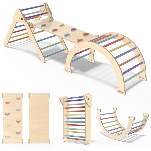 Now moment Large Pikler Triangle Set, 5 In 1 Foldable Baby Climbing Gym ...