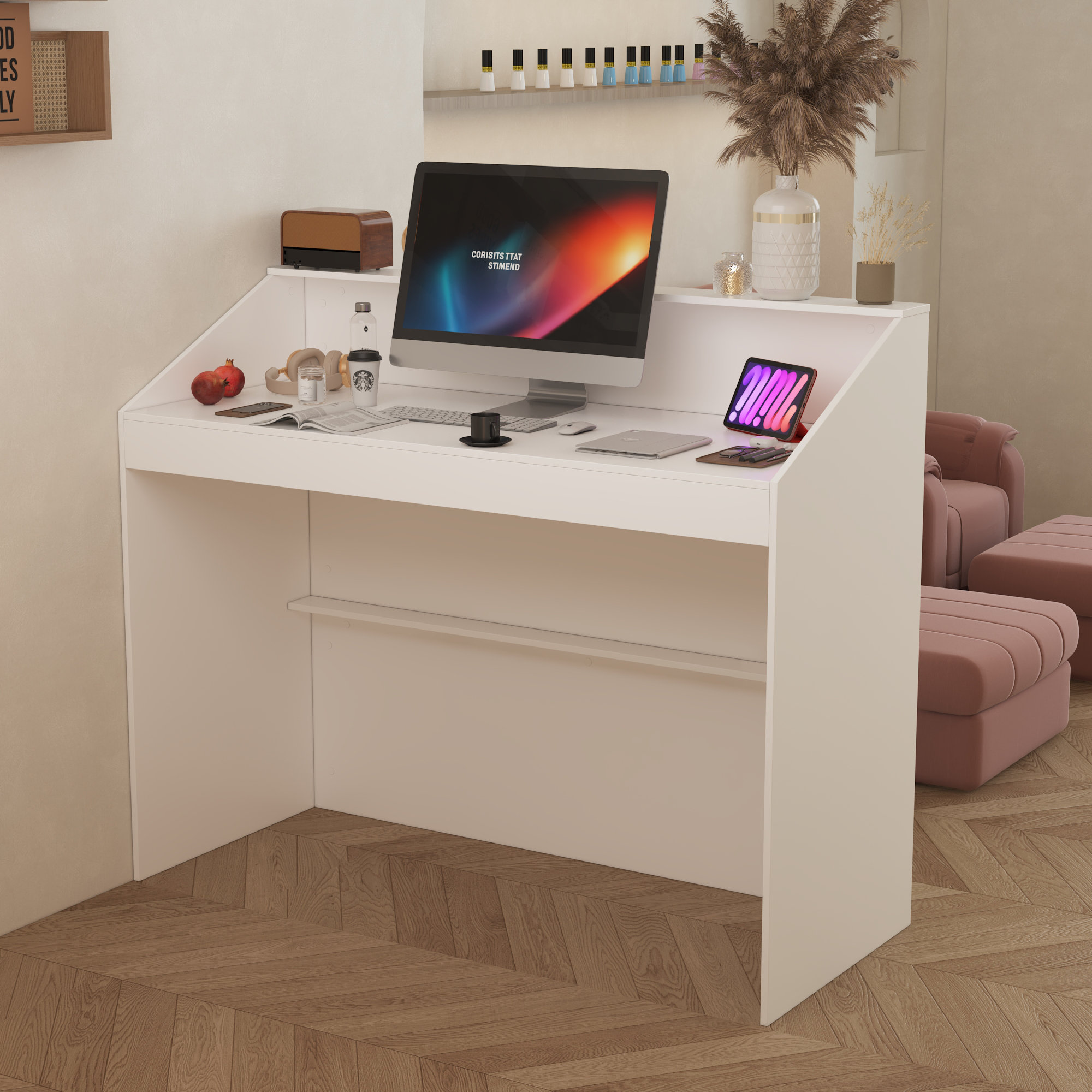 Ebern Designs 47.2'' W Reception Desk With Open Shelfs - Wayfair Canada