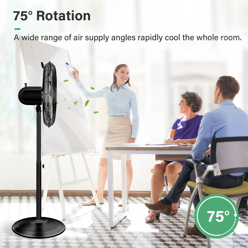dubbin 16" Oscillating Standing Fan Heavy Duty Metal Floor Fan Tilt ...