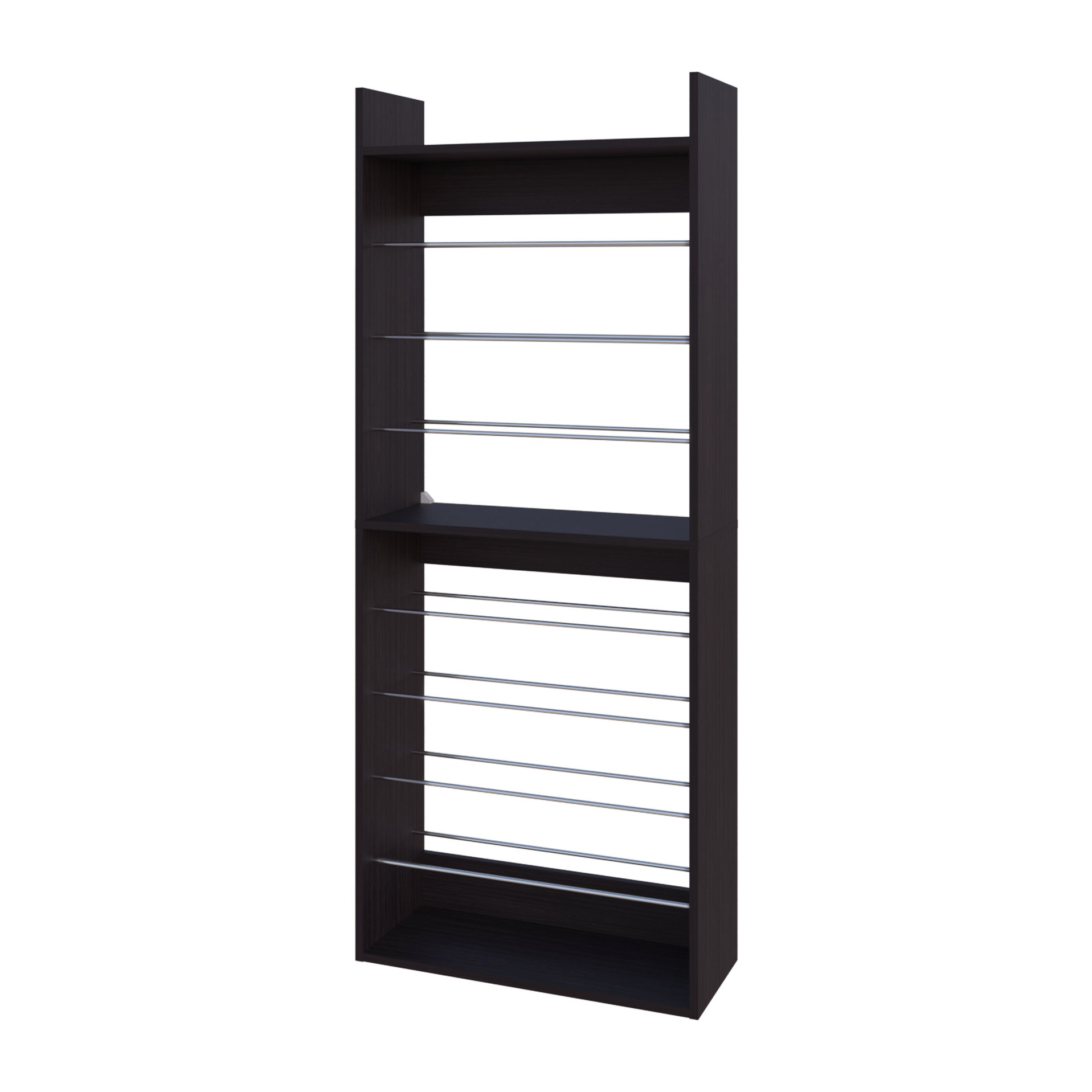 ArtisanArcade Open Shoe Rack With Metal Rails, Nine Shelves, Wood ...