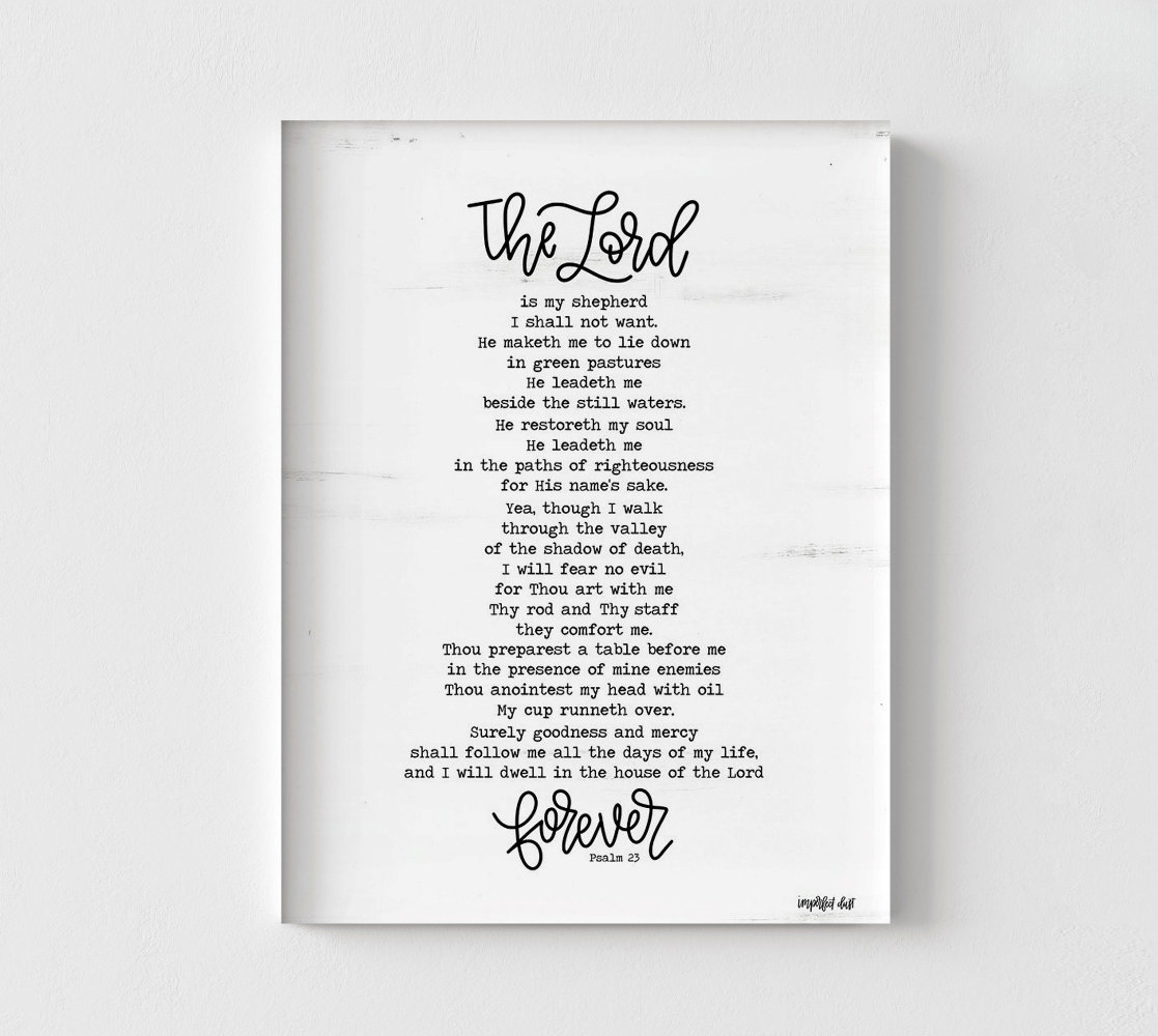 WeFrameArt Psalm 23 Print, Extra Large Psalm Poster Print, Biblical ...