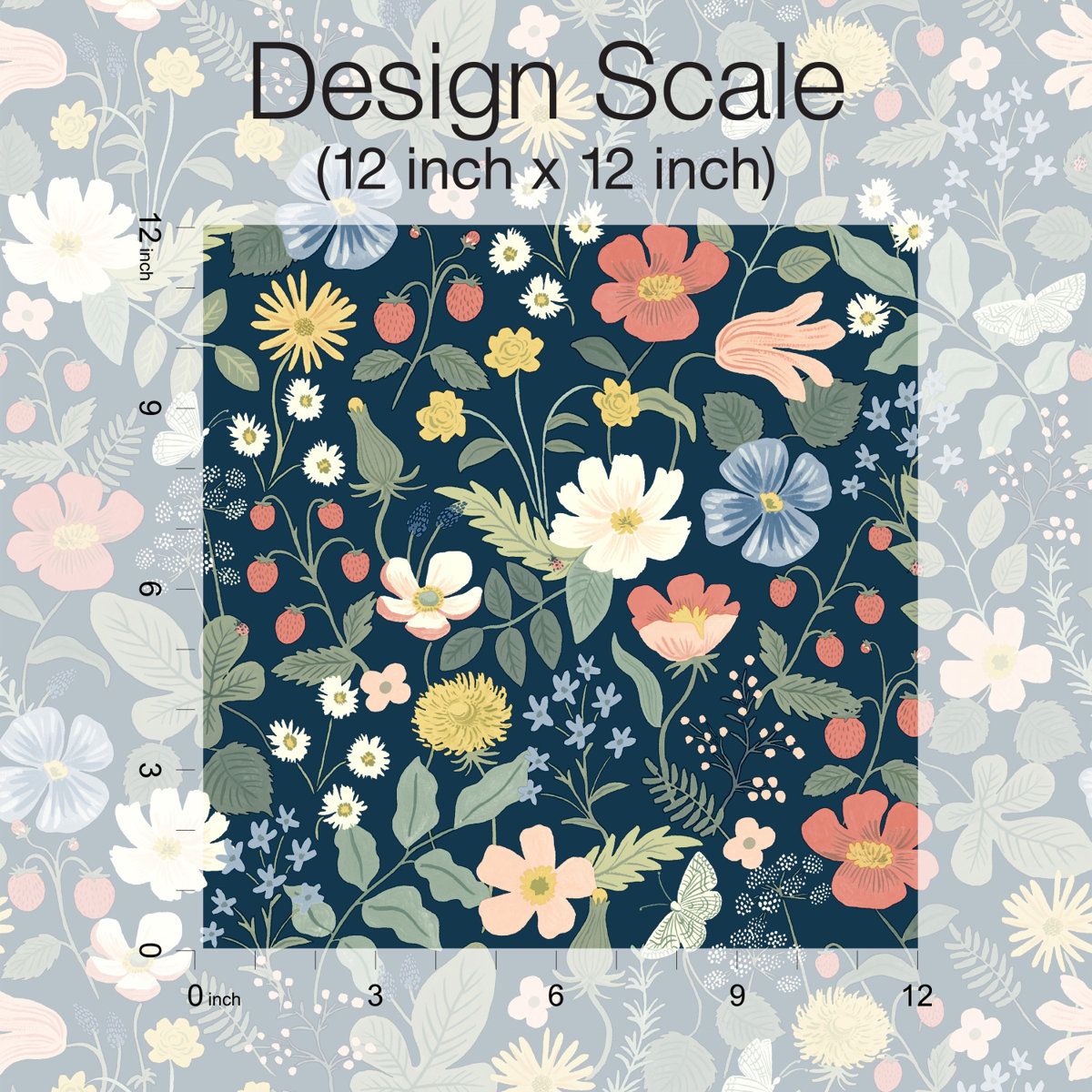 Rifle Paper Co. Strawberry Fields 27" L x 27" W Smooth Wallpaper Roll ...