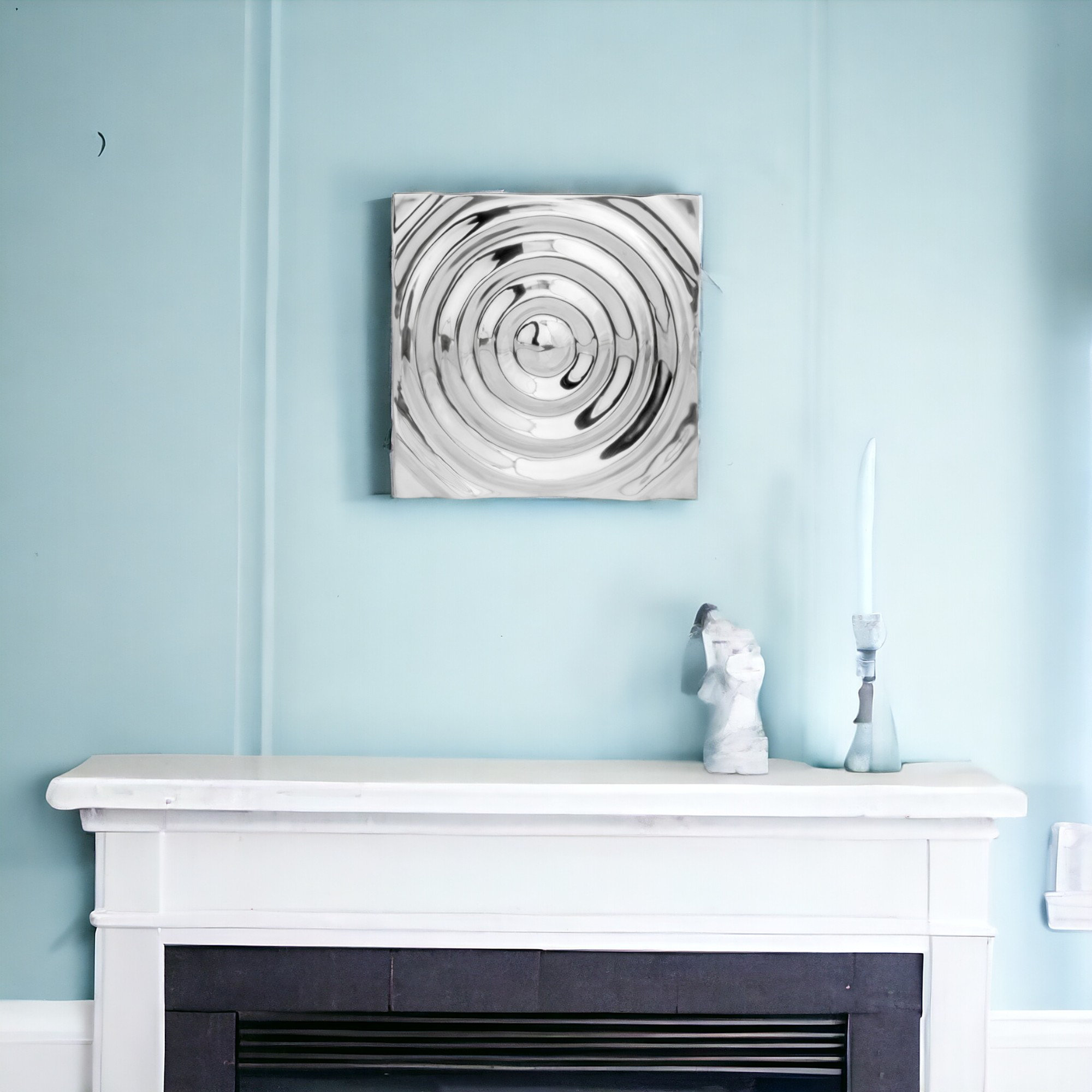 Orren Ellis Sadat 12" X 12" Silver Metallic Buffed Aluminum Abstract ...