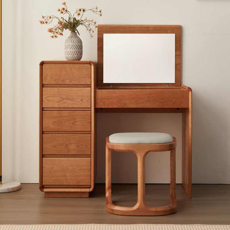 Hokku Designs Modern and Simple Cherry Wood Flip-top Dressing Table ...