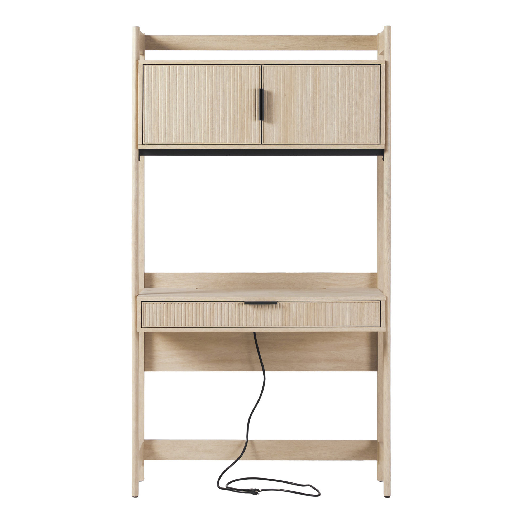 Everly Quinn Sophisticated Oak Transitional Desk with Hutch and ...