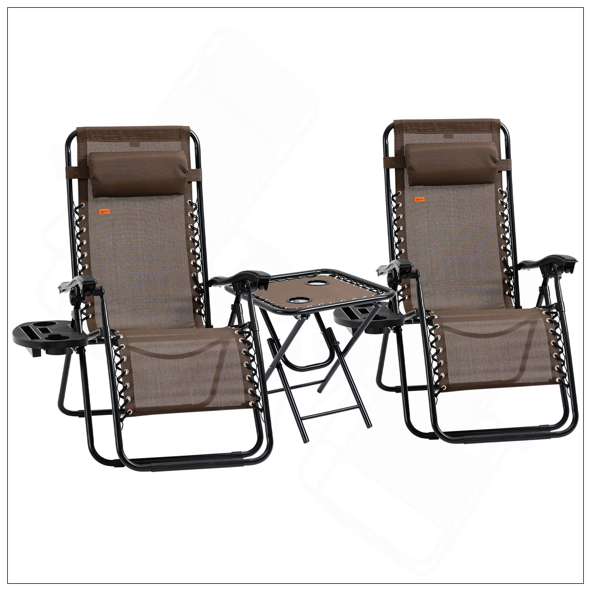 Arlmont & Co. Zero Gravity Chair Set With Side Table, Folding Reclining ...