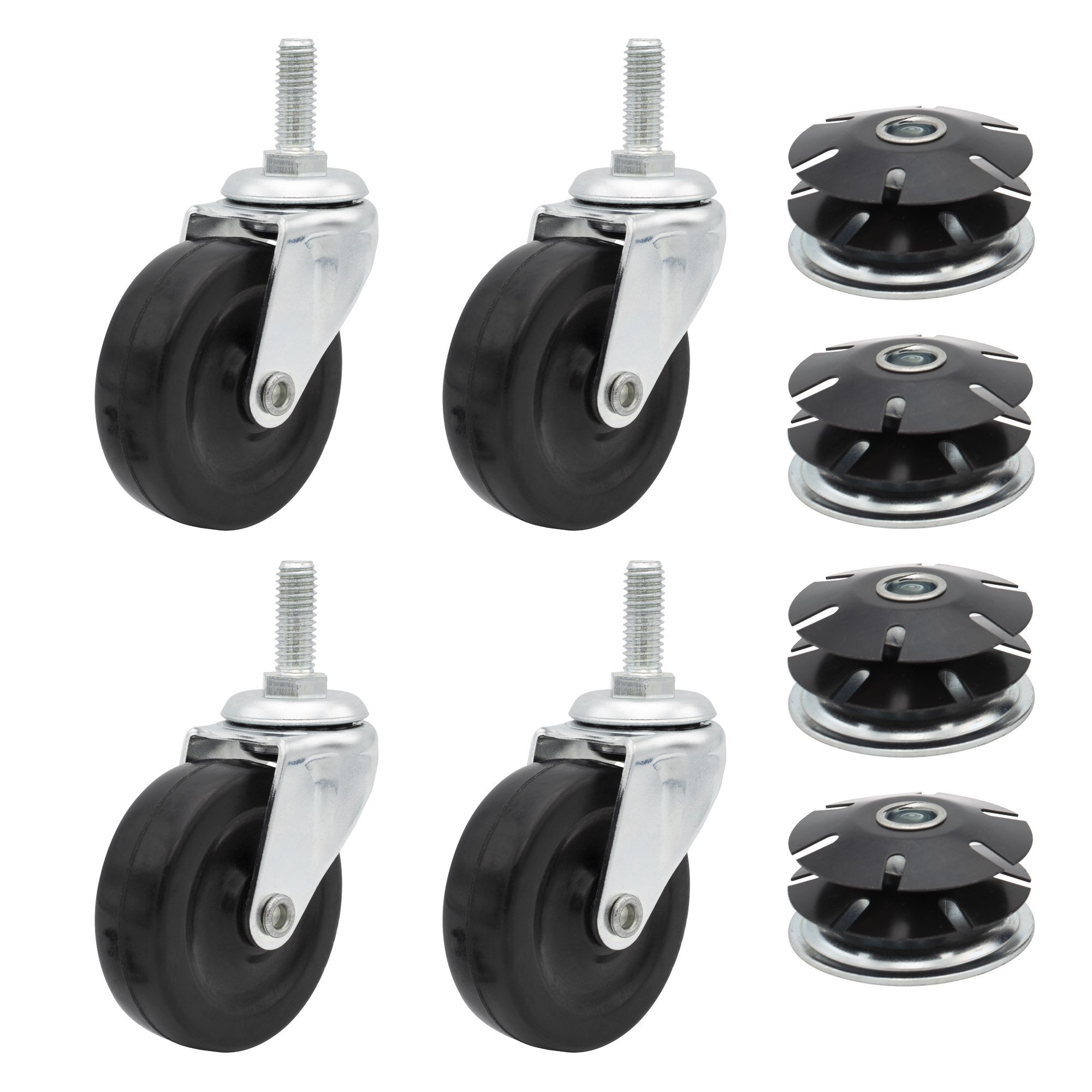 Outwater 2" Round Metal Double Star Caster Insert | 3/8-16 Threaded ...