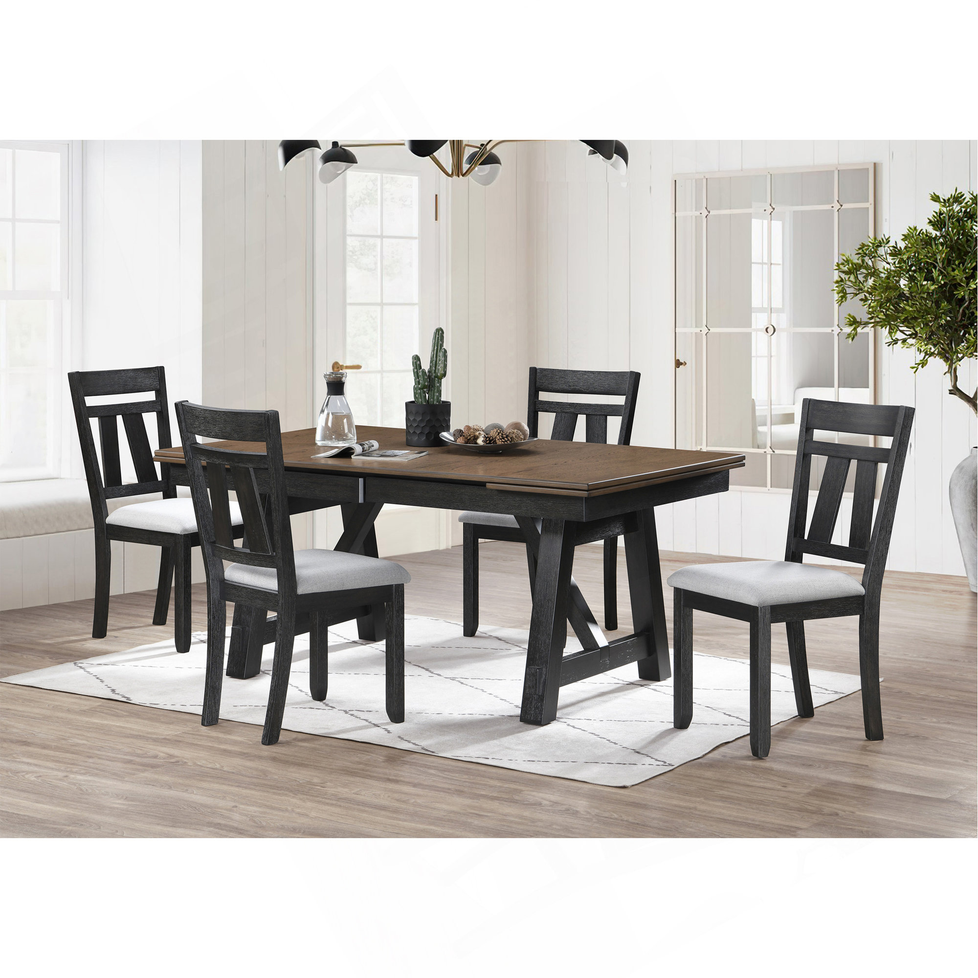 Red Barrel Studio Cottage Style Extendable Dining Table Set Wheat ...