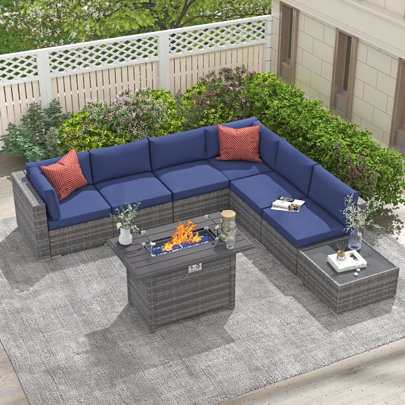 Wade Logan® Caydin 6 - Person Outdoor Seating Group with Cushions ...