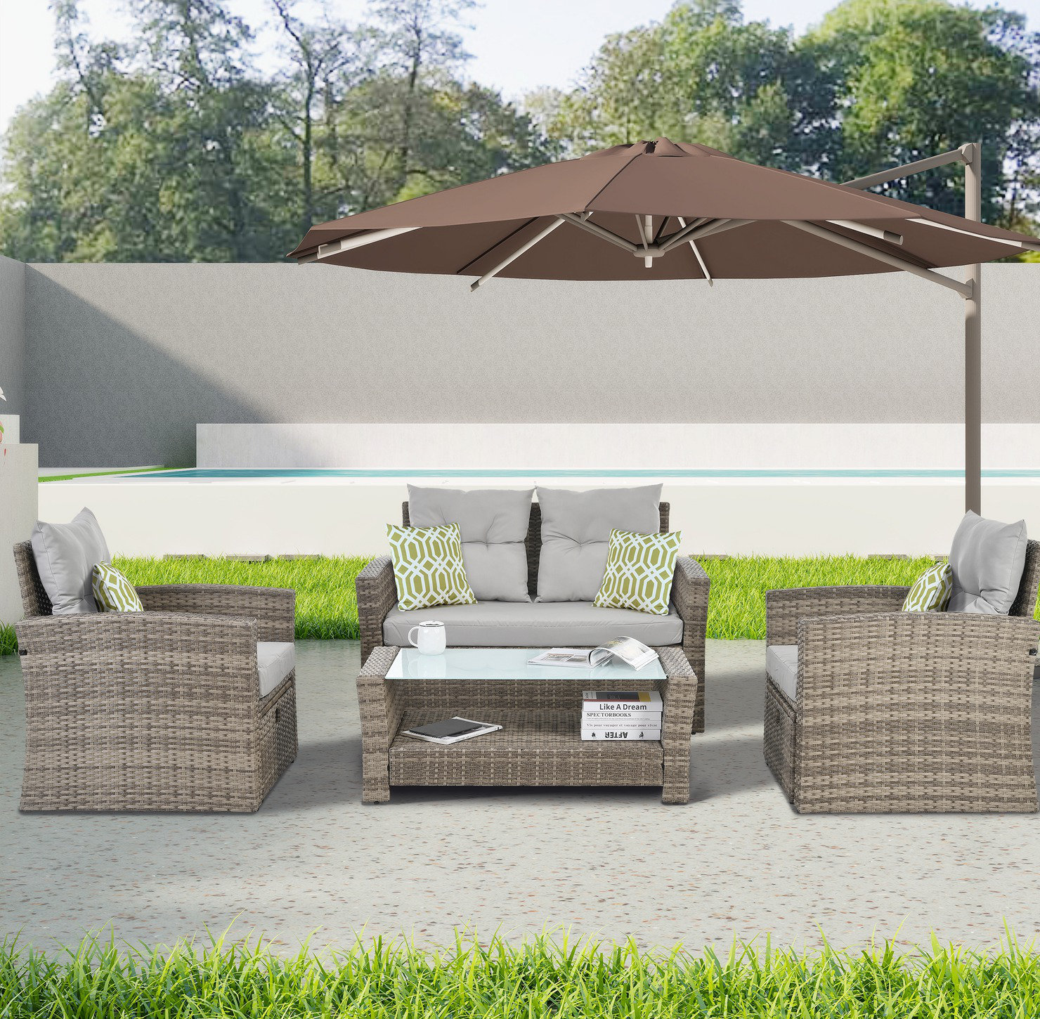 Winston Porter Patio FurnitureOutdoor PE Wicker Furniture6 Set Wicker ...