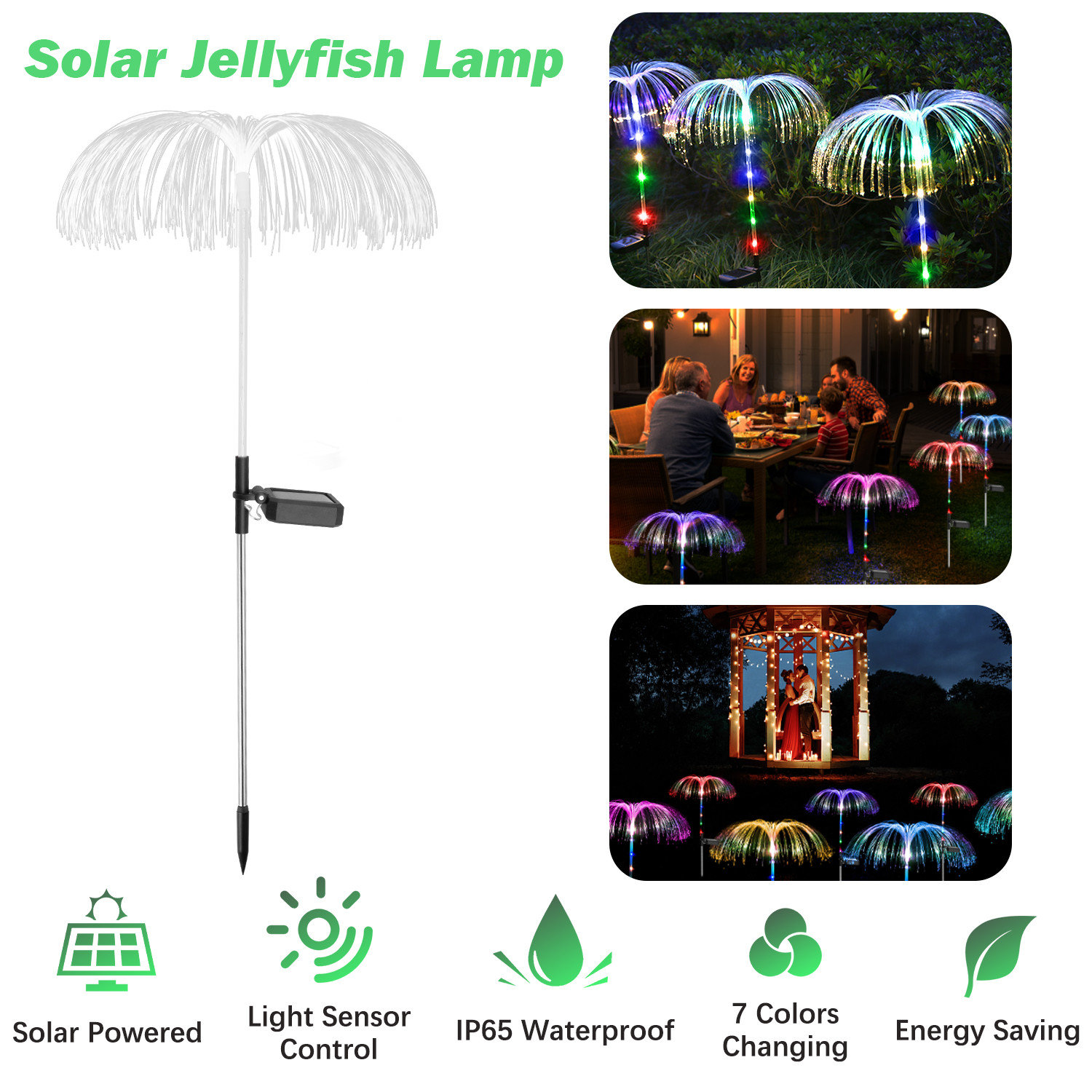 Liwarace Solar Power Garden Lights LED 7 Colors Pathway Light (Set of 2 ...