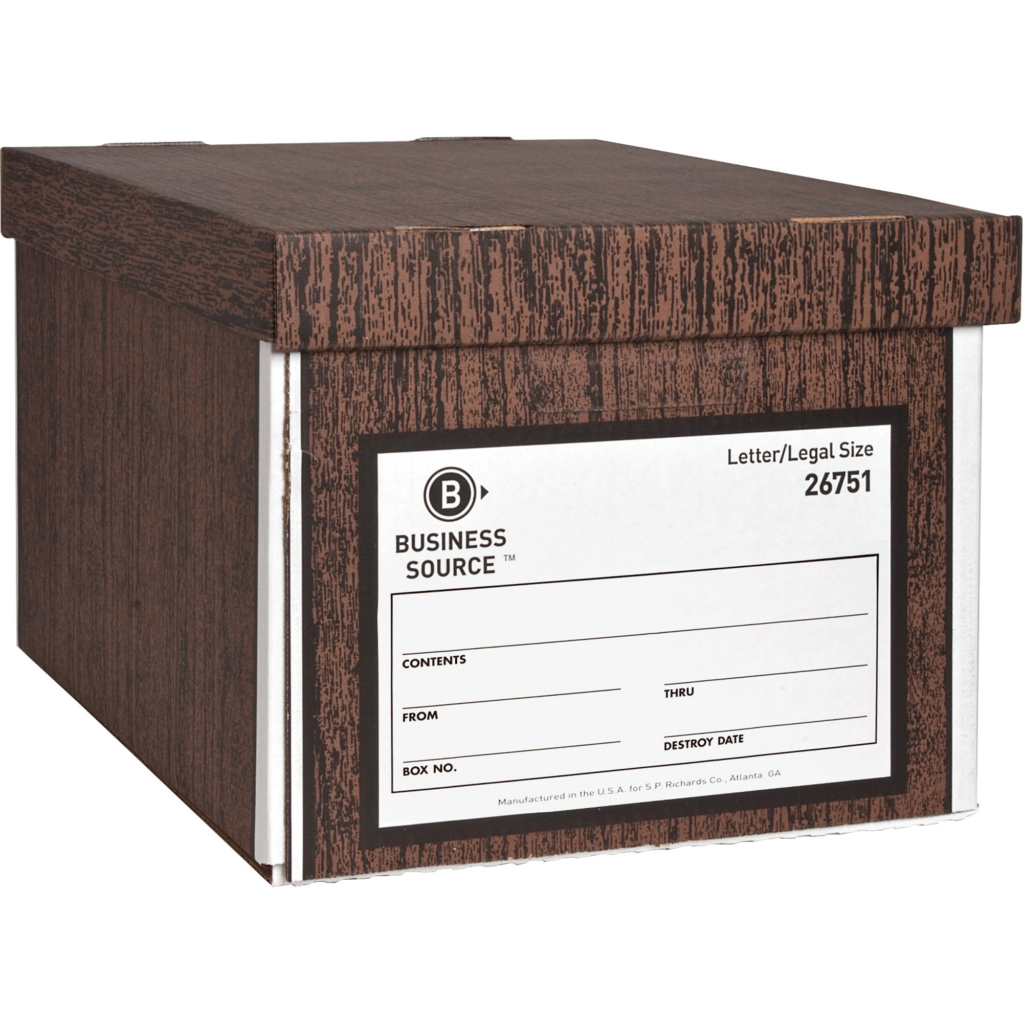 Business Source Storage Boxes, Lift Off Lid, Ltr/Lgl, Woodgrain, 12 ...