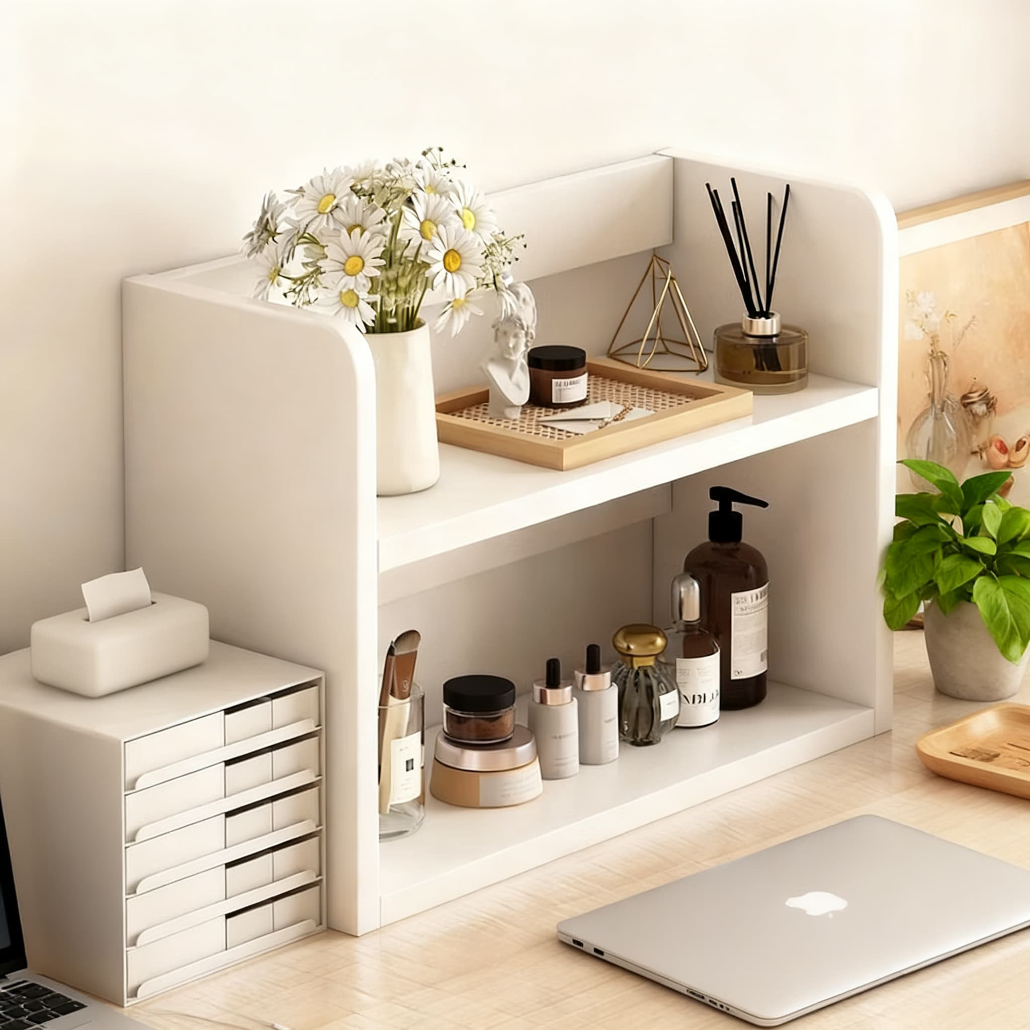 Inbox Zero Corner Bookshelf For Small Spaces, Wood Wall Mounted Storage ...