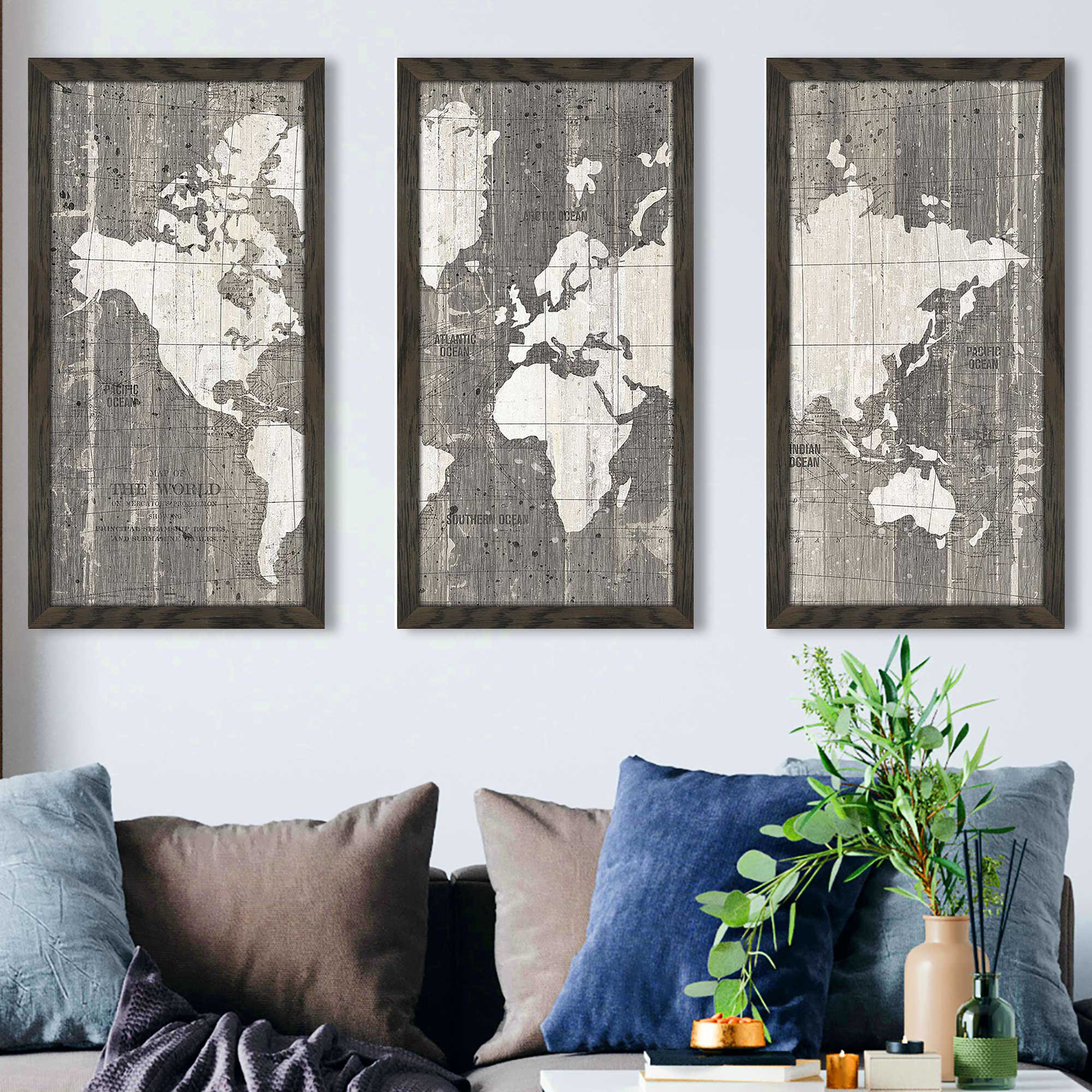 17 Stories "Old World Map Neutral" By Wild Apple Portfolio 3 Piece ...