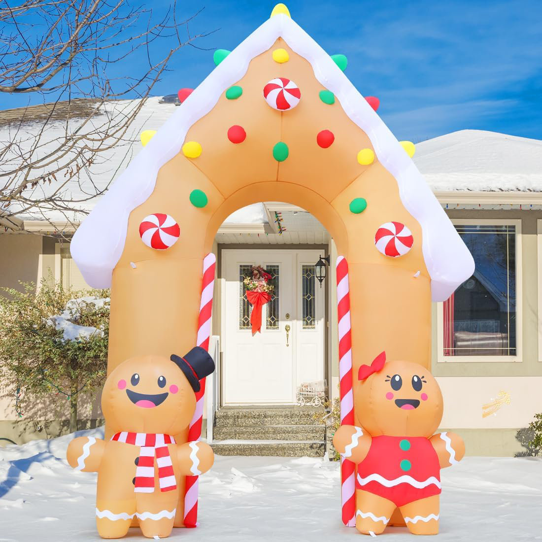 The Holiday Aisle® Christmas Inflatable 11.8 FT Gingerbread Archway ...