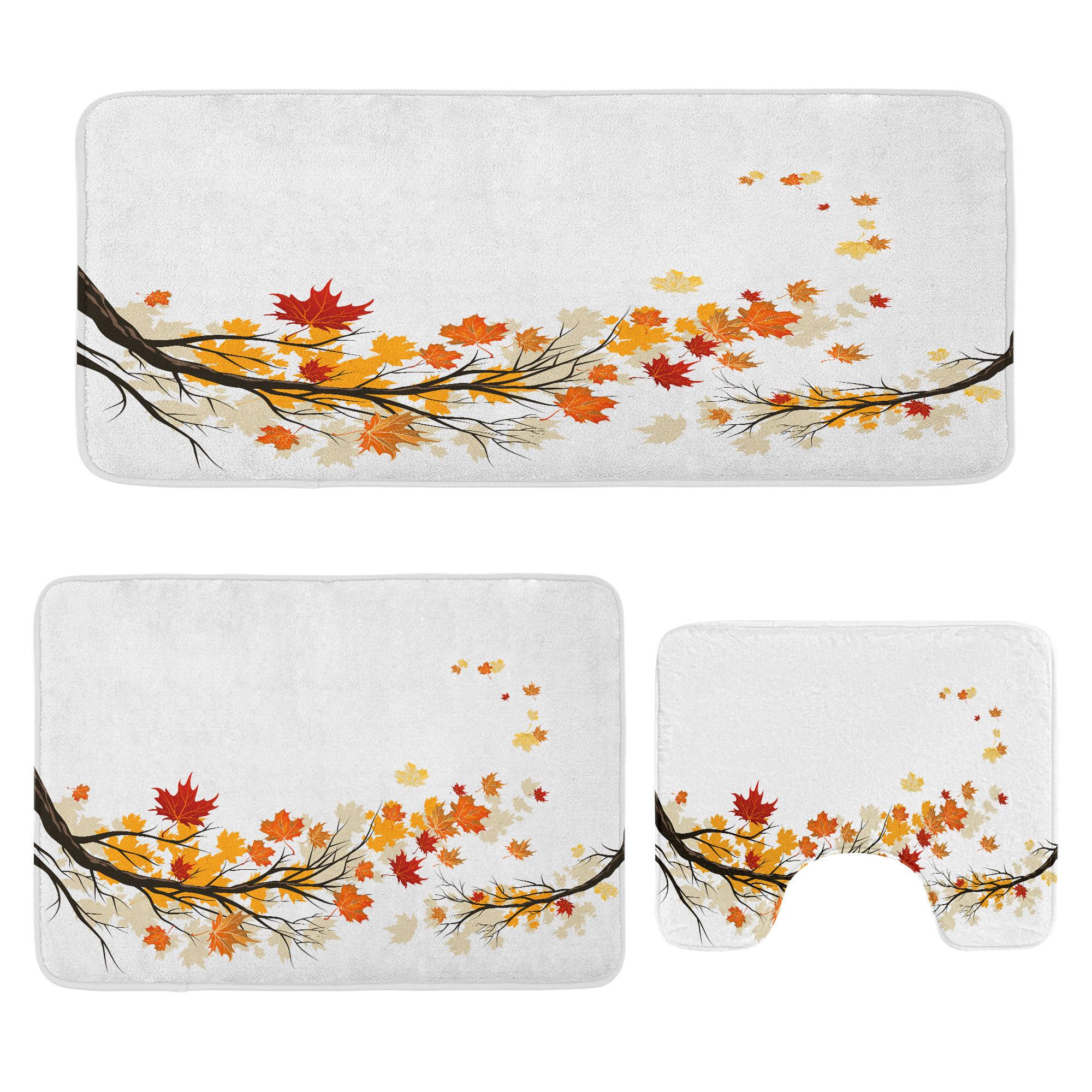 Dakota Fields Pastoral Bathroom Rug Set 3 Pieces U-Shape & Rectangle ...