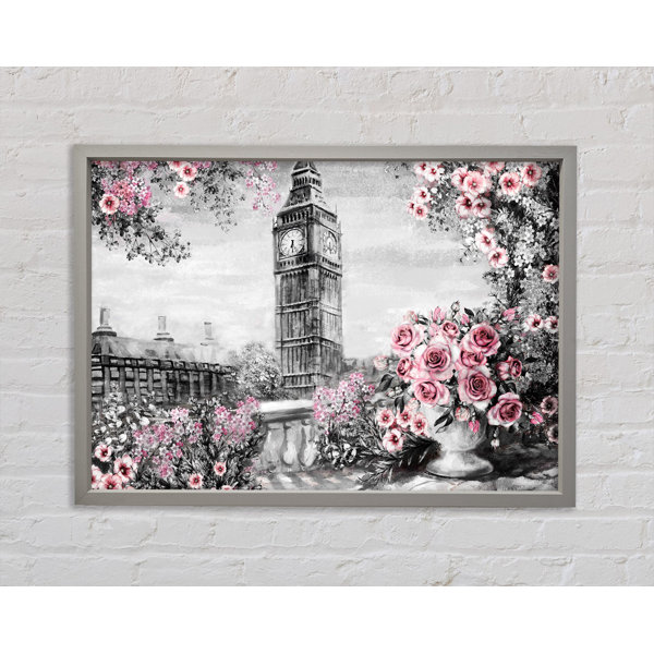 Bright Star Big Ben Pink Roses - Single Picture Frame Print on Canvas ...