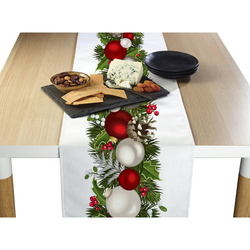 The Holiday Aisle® Engle Christmas Garland Border Table Runner ...