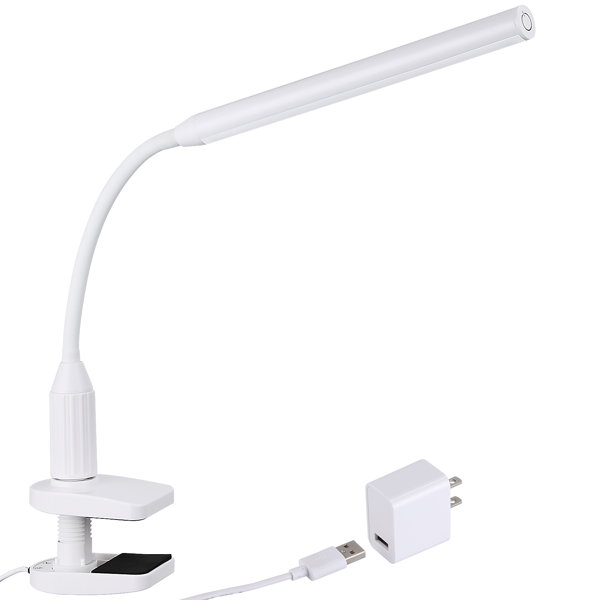 Latitude Run® Flexible Study Clamp Lamp USB Powered Dimmable Touch ...