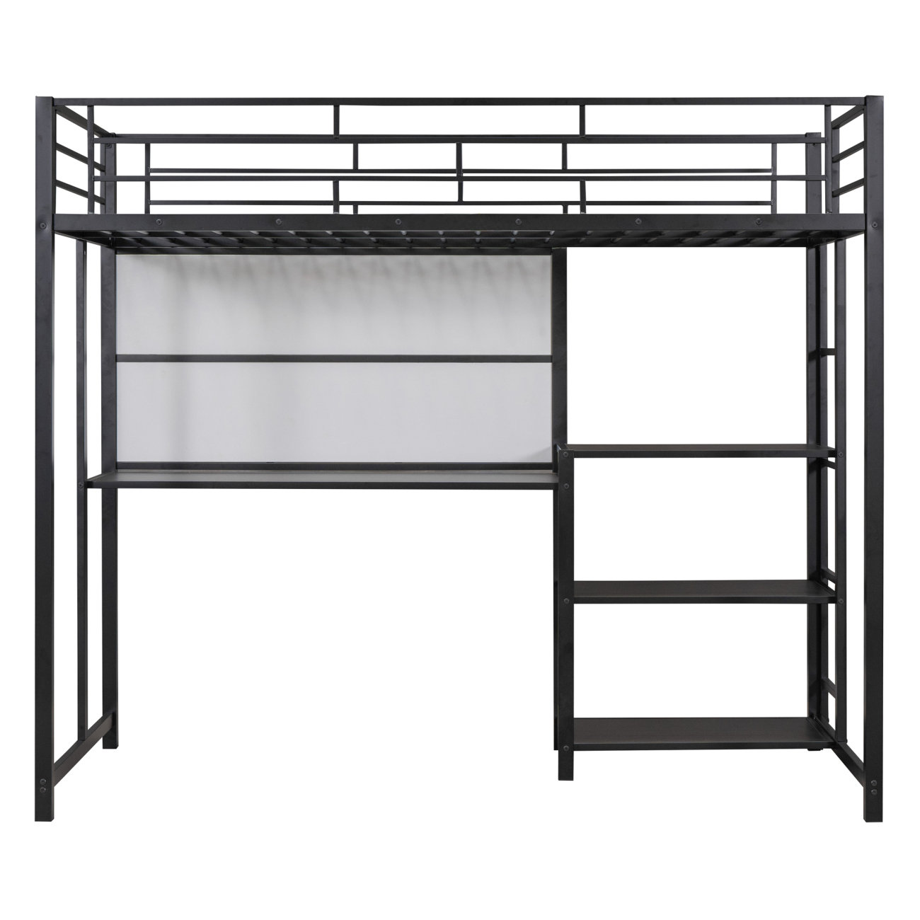 17 Stories Loft Bed Frame With Desk And Boardmetal Loft Bed Frame With ...