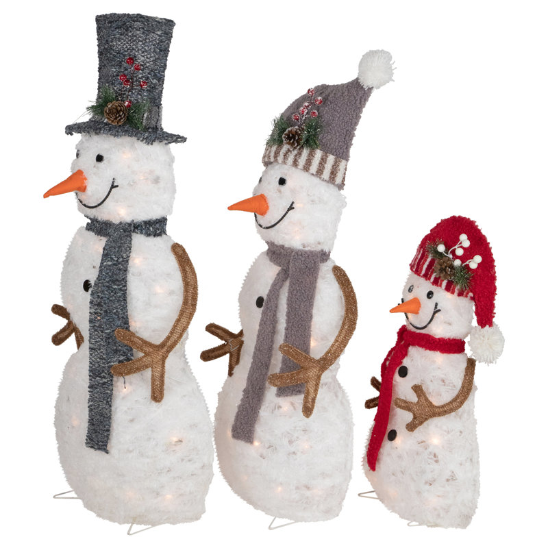 Northlight Lighted Snowman Family Outdoor Christmas Decoration | Wayfair