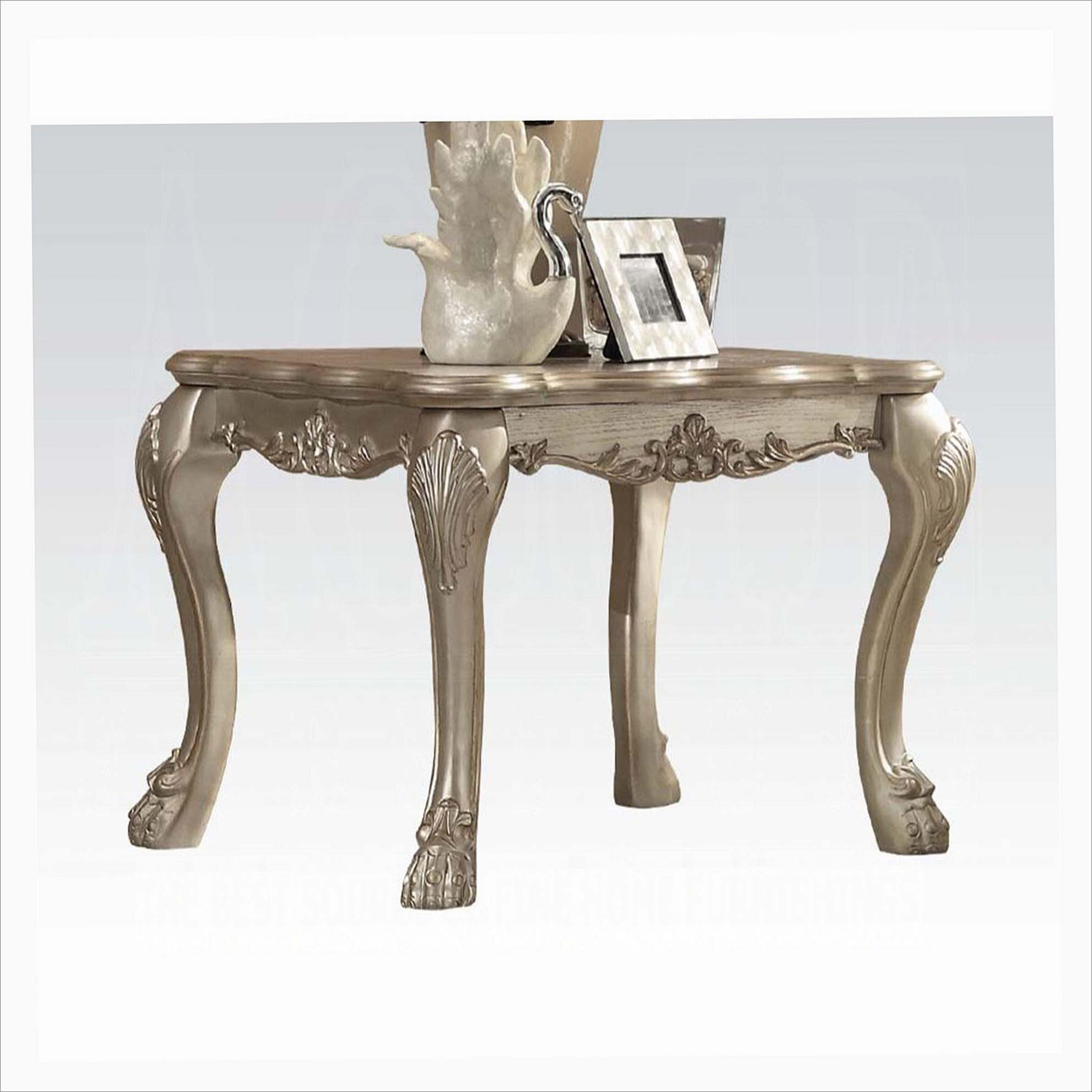 Rosdorf Park Gold Patina and Bone End Table with Claw Leg | Wayfair