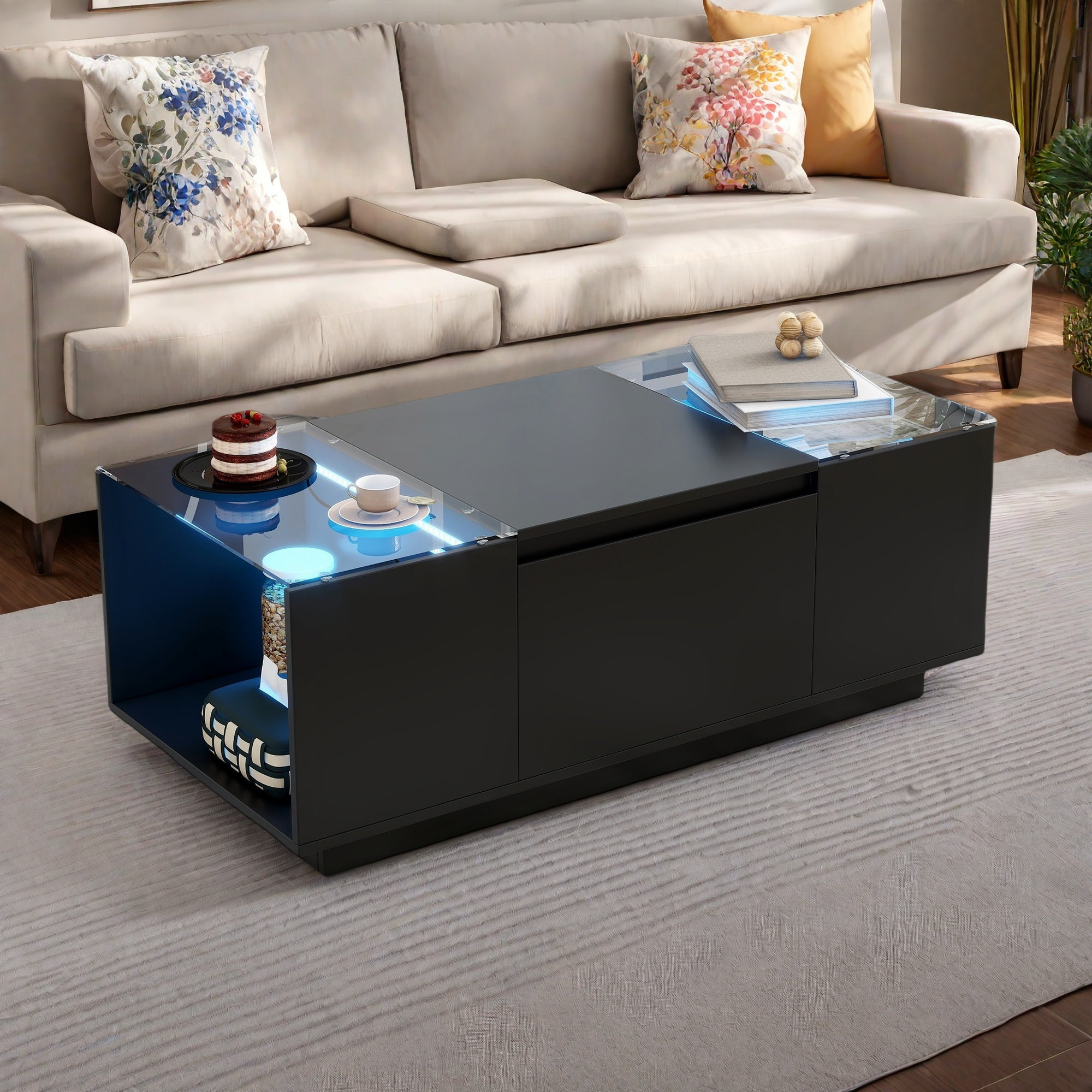 Wrought Studio™ Modern Coffee Table With High-gloss Finish And Glass ...