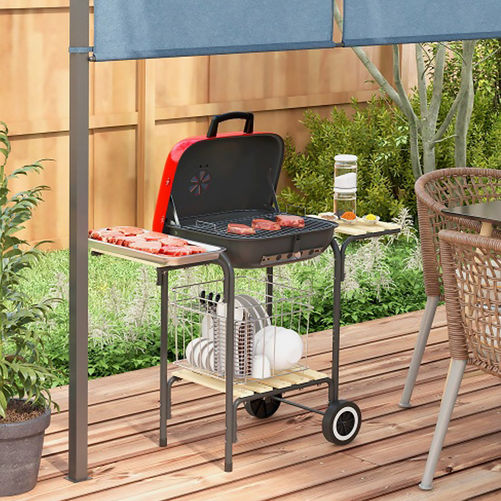 Bella Depot 17" Charcoal Grill Portable with Wheels and Shelf for Patio ...
