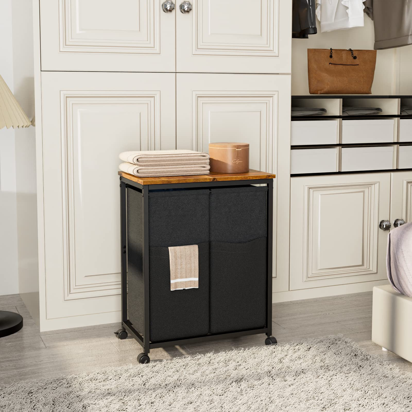 17 Stories Laundry Basket With Wheels, Rolling Laundry Hamper With Lids ...