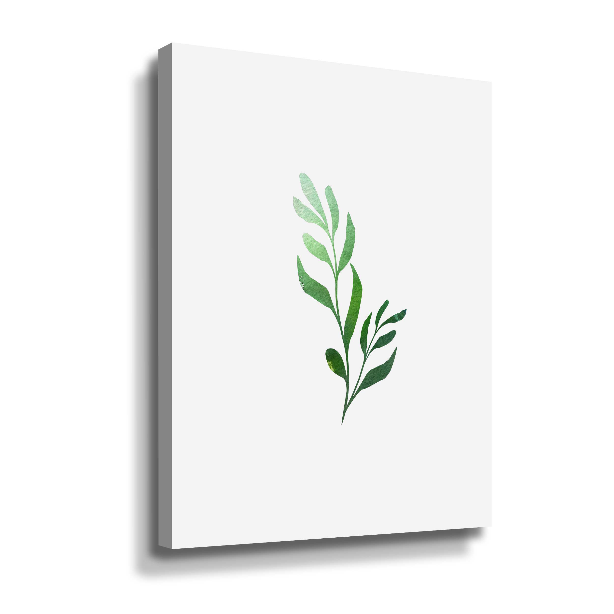 Winston Porter Glowing Green On White Watercolor Leaves Collection Art ...