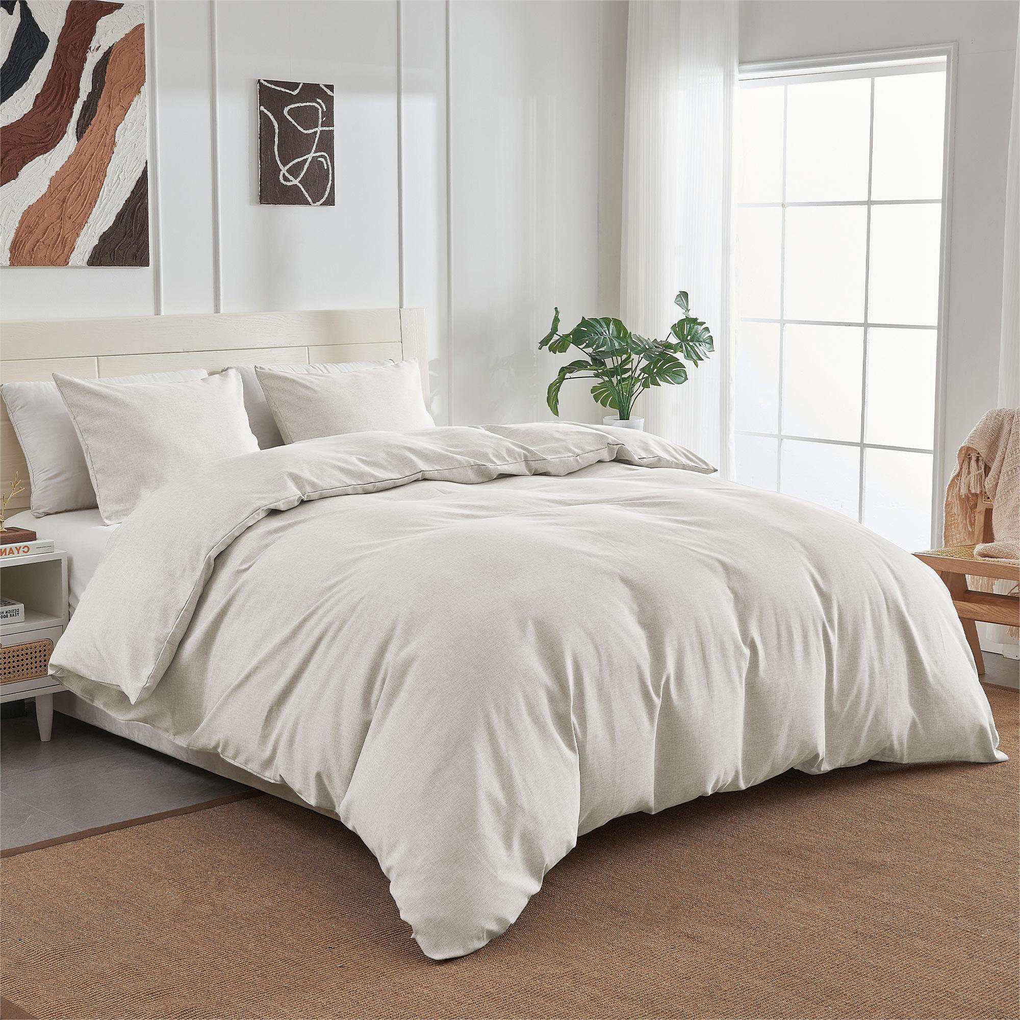 Peace Nest Faux Linen Duvet Cover Set & Reviews | Wayfair