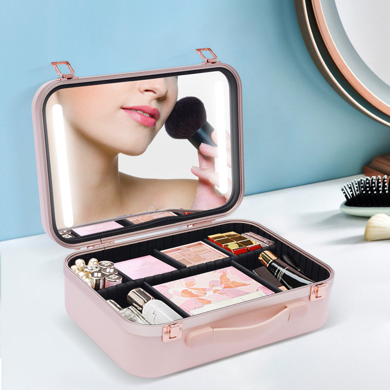 makeup case with lights and mirror