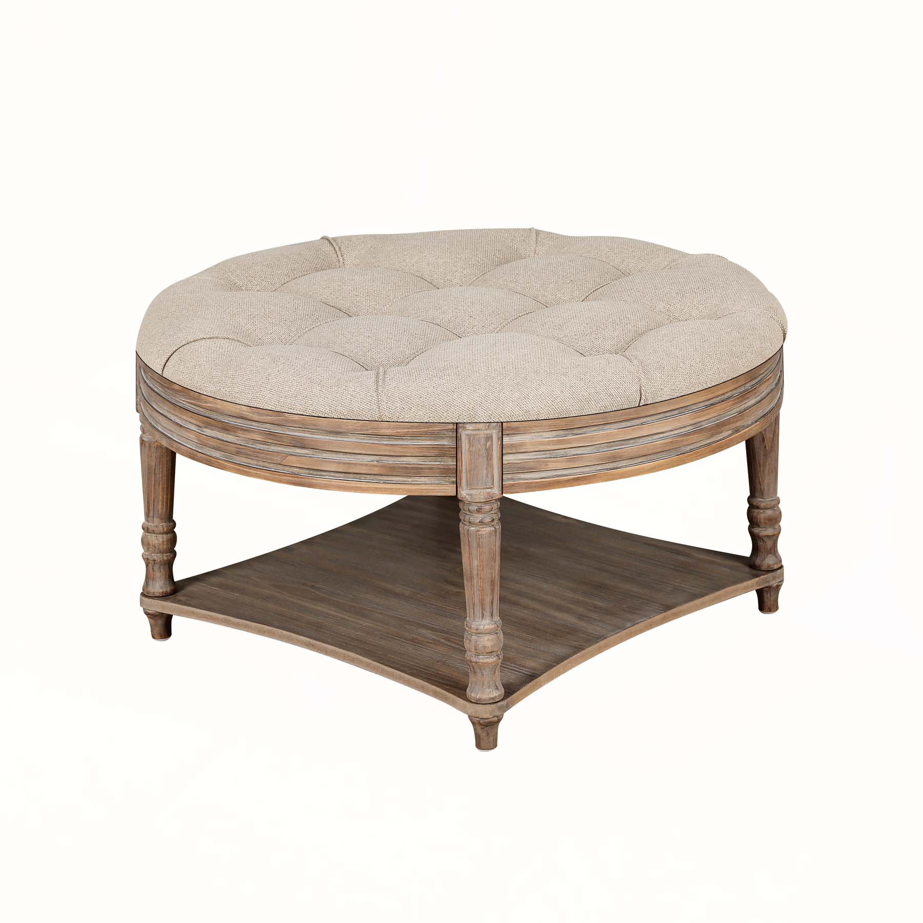 Alcott Hill® Large Round Waterproof Ottoman Coffee Table with 2 Tier ...