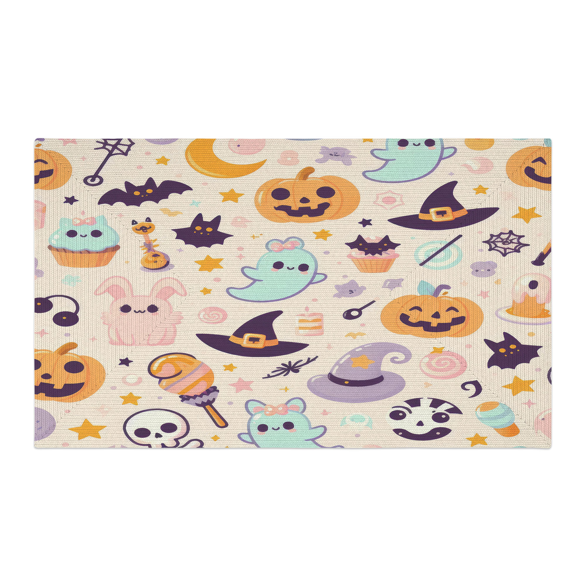 The Holiday Aisle® Pale Skeleton Charm Braided Rug | Wayfair