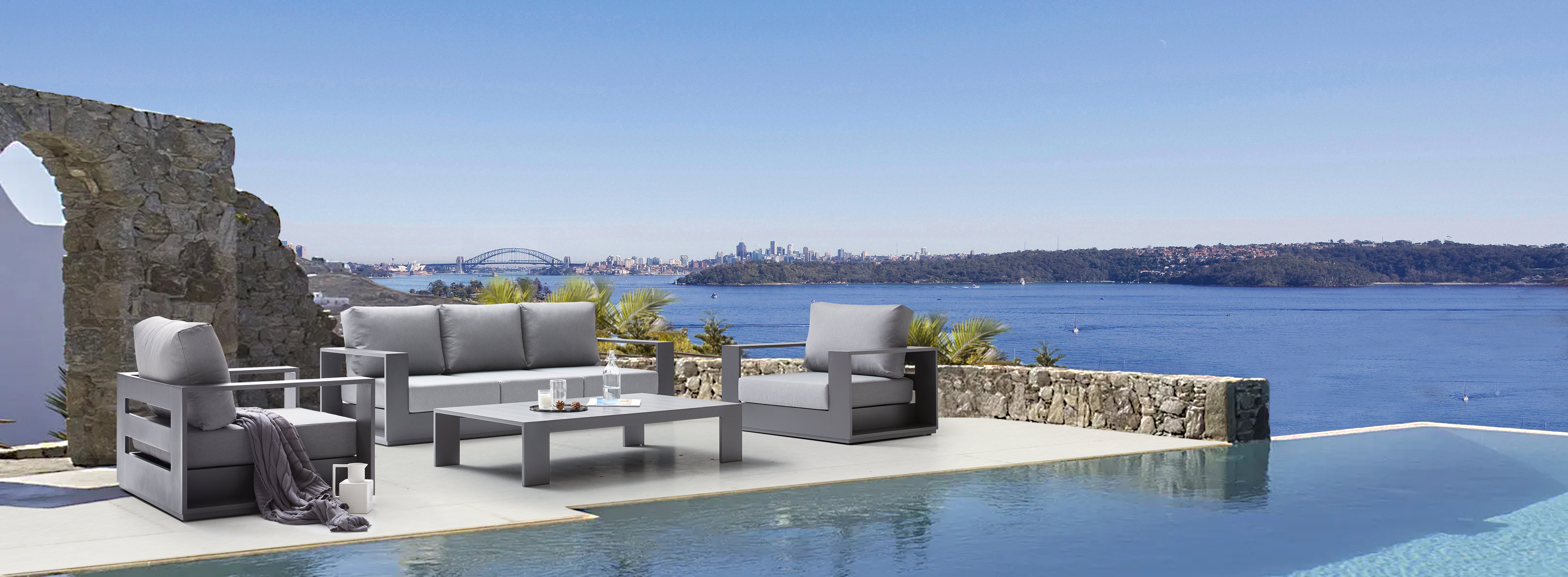 Deko Living Ficarazzi Outdoor Sofa Chair Set & Coffee Table - Wayfair ...
