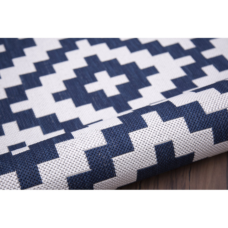 Union Rustic Deckland Moroccan Trellis Blue/White Indoor/Outdoor Area ...