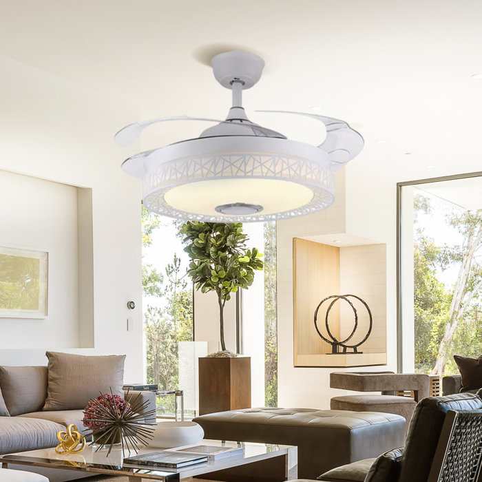 Orren Ellis Zafeer Smart Bluetooth Ceiling Fan With Light And Speaker ...