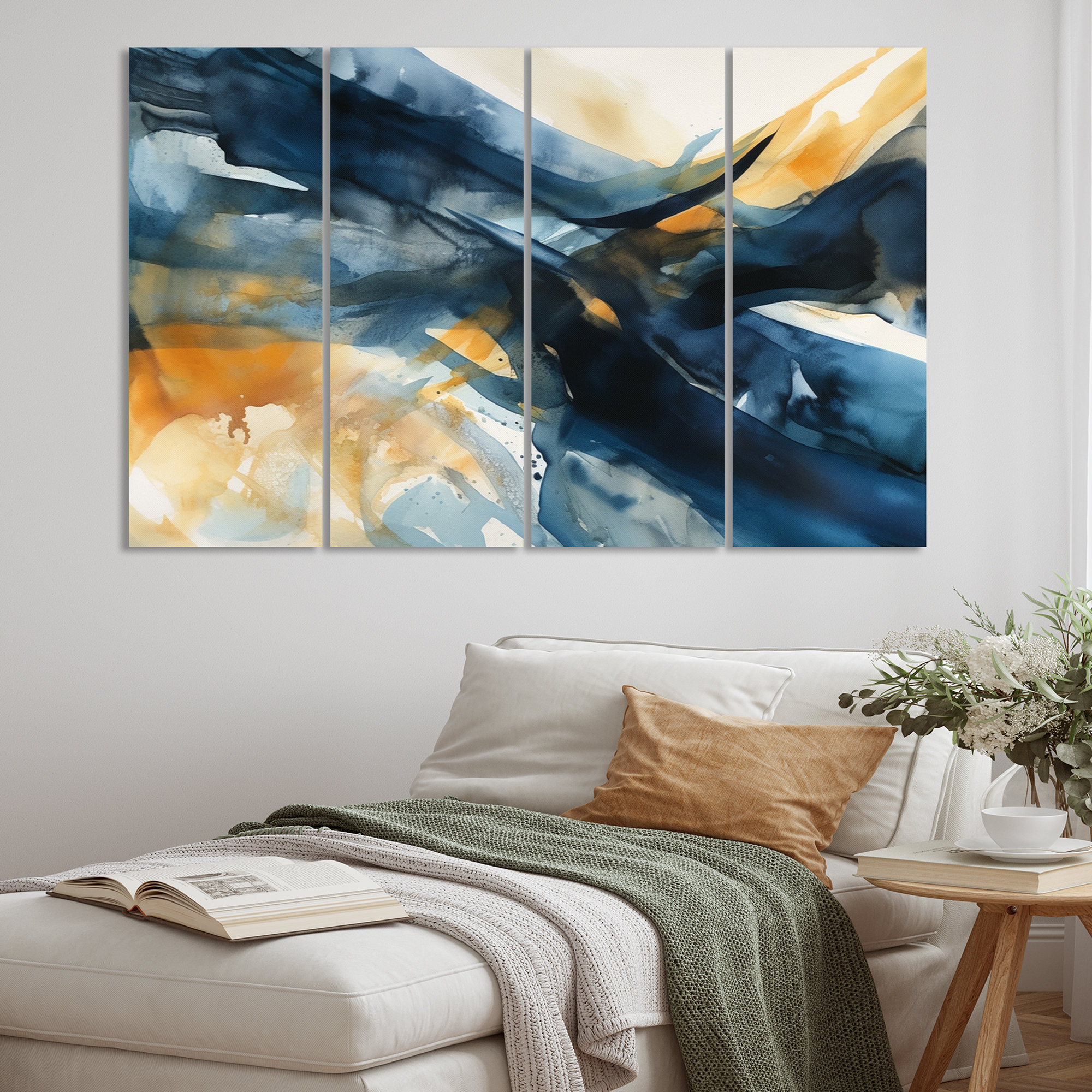 Mercer41 Blue And Gold Fusion II On Metal 4 Pieces Set | Wayfair