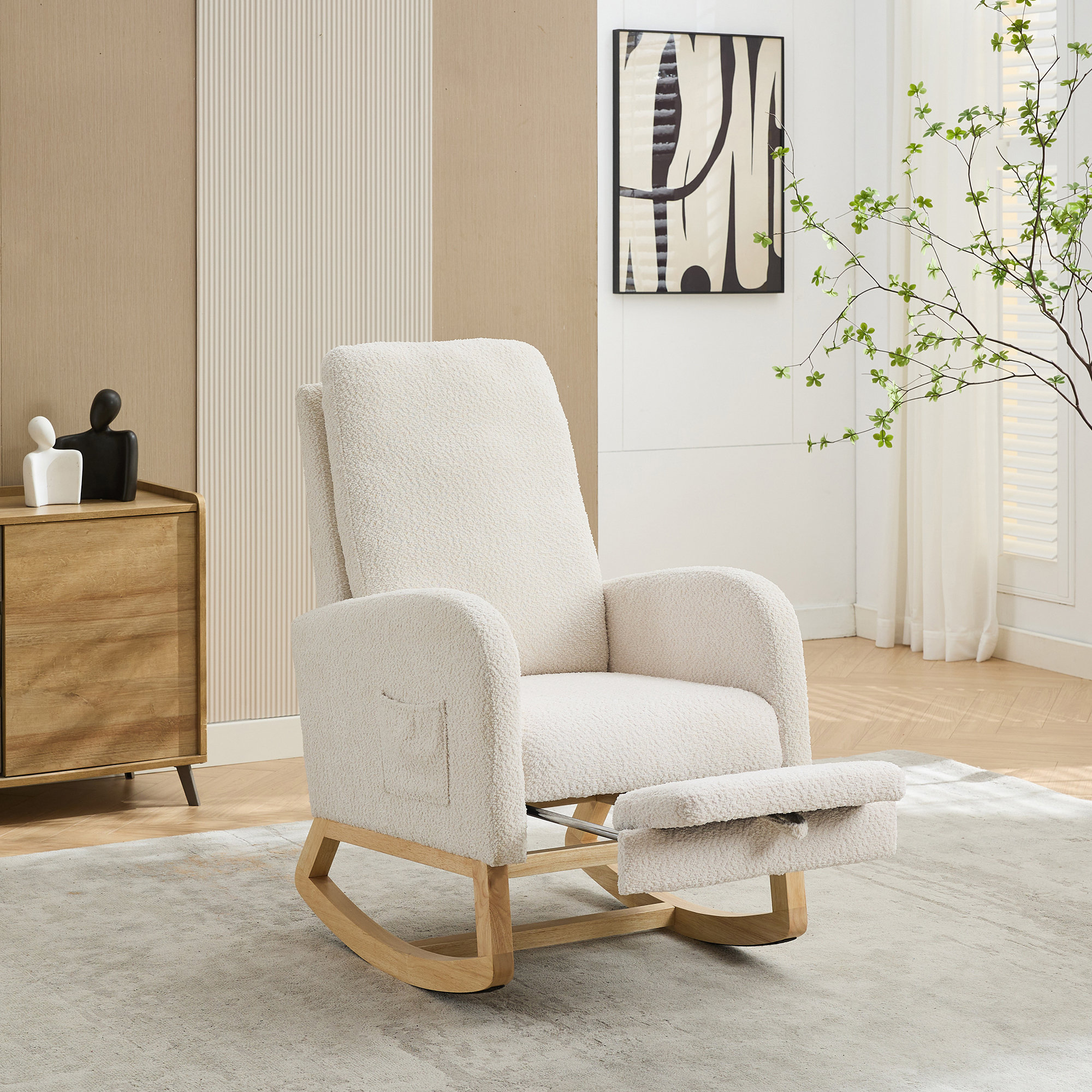Isabelle & Max™ Lace Boucle Upholstered Rocking Chair with Retractable ...
