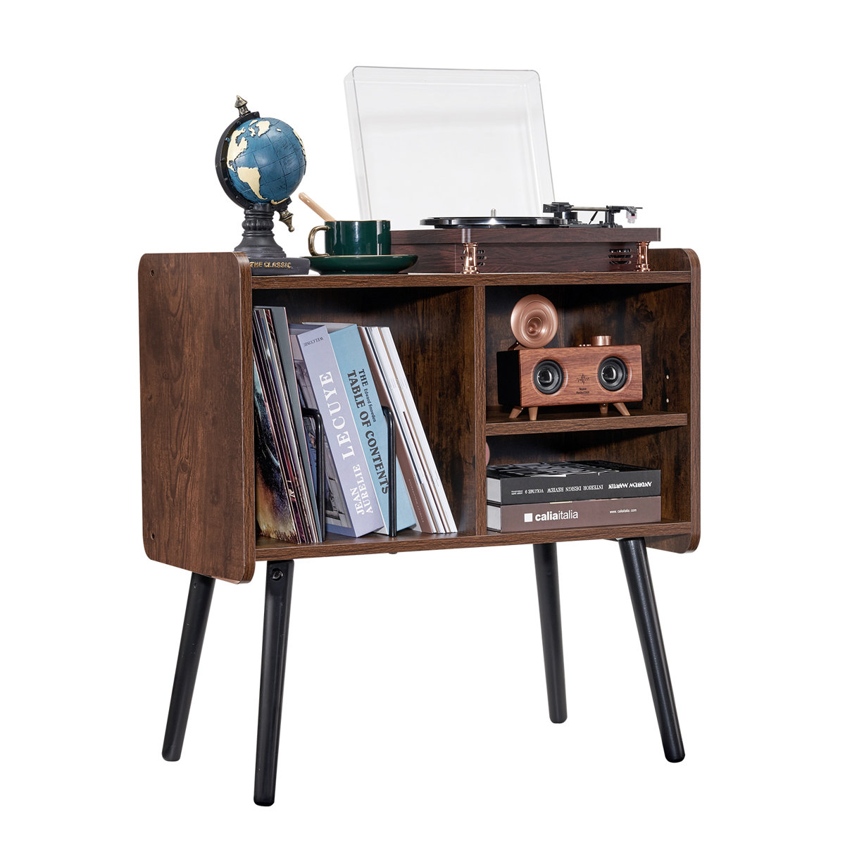 VEVOR Record Player Stand 2-Tier Wooden Turntable Stand 3 Cabinets ...