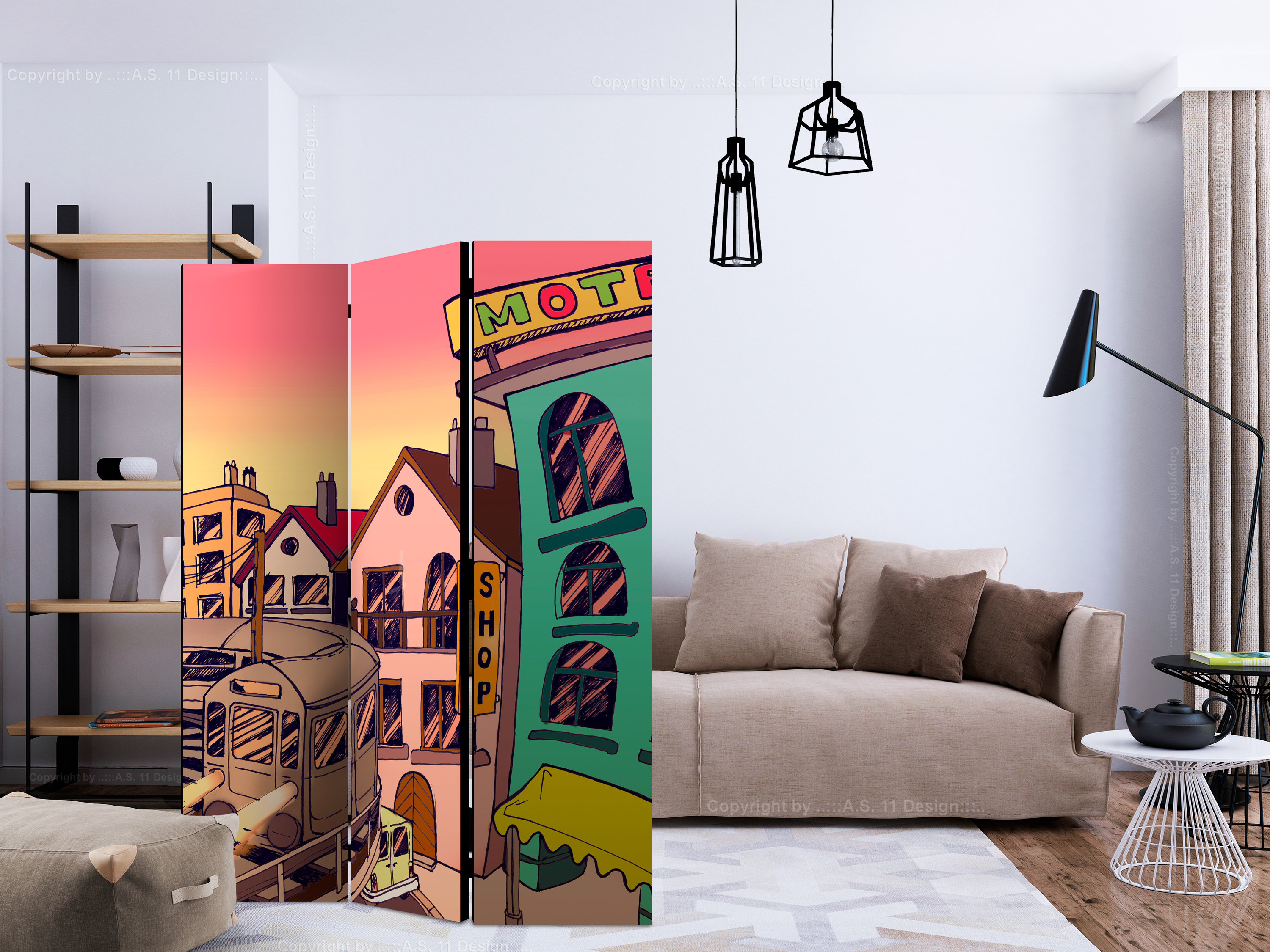 East Urban Home Room Divider - Morning In A City [Room Dividers ...