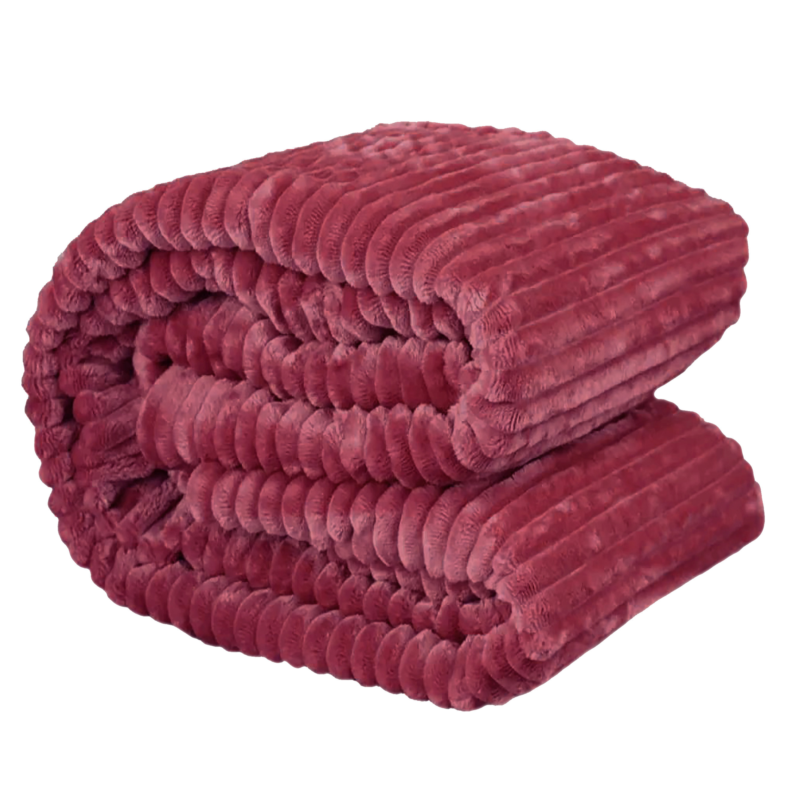 Home Mart Goods Soft Plush Cozy Warm Fleece Ribbed Striped Textured Bed ...