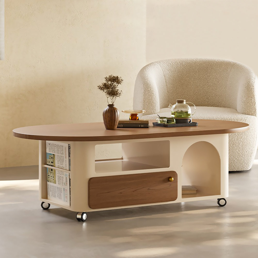 Red Barrel Studio® Solid Wood Movable Coffee Table with Pet Condo | Wayfair