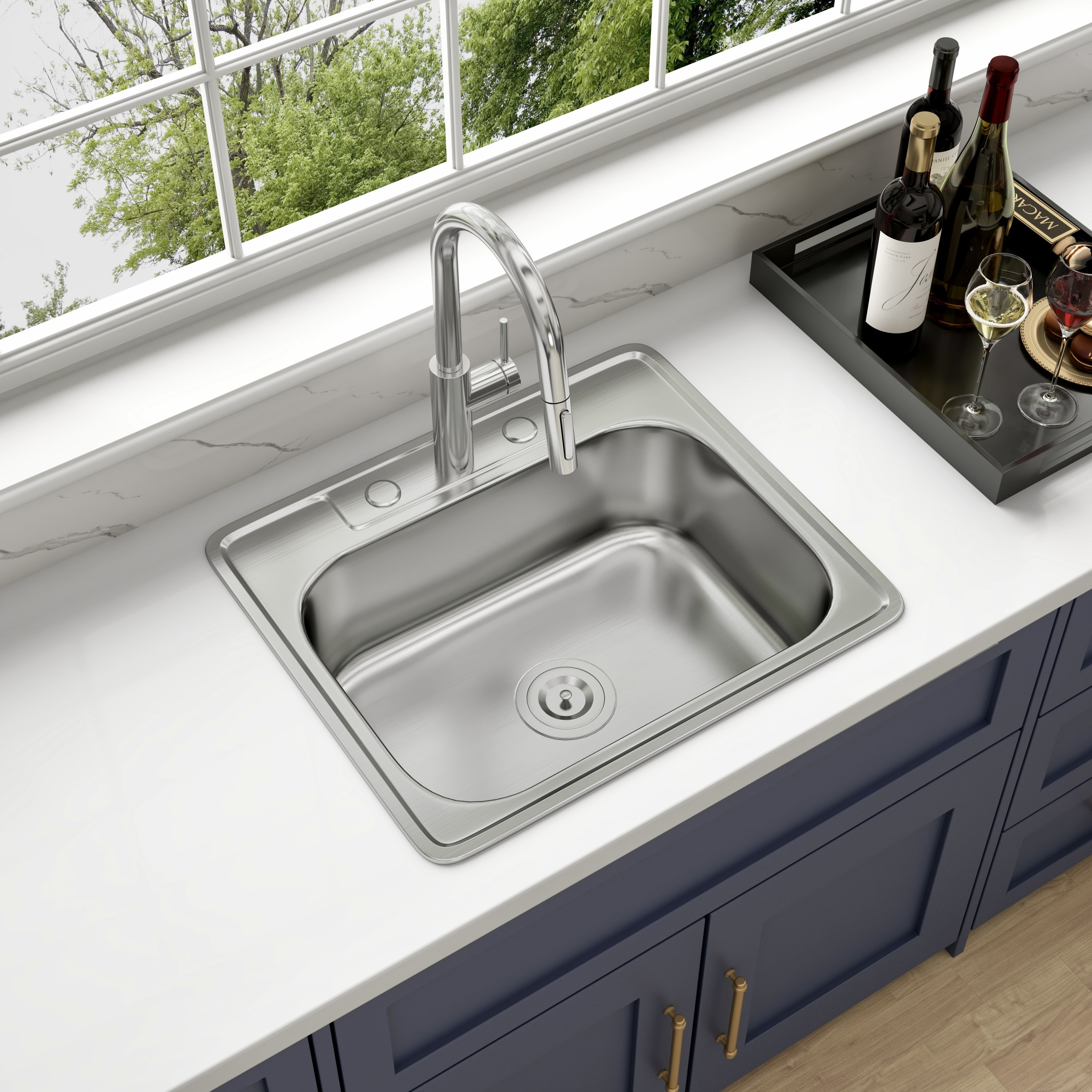 Blenzia 25 Inch Topmount Drop In Kitchen Sink 304 Stainless Steel Sinks ...