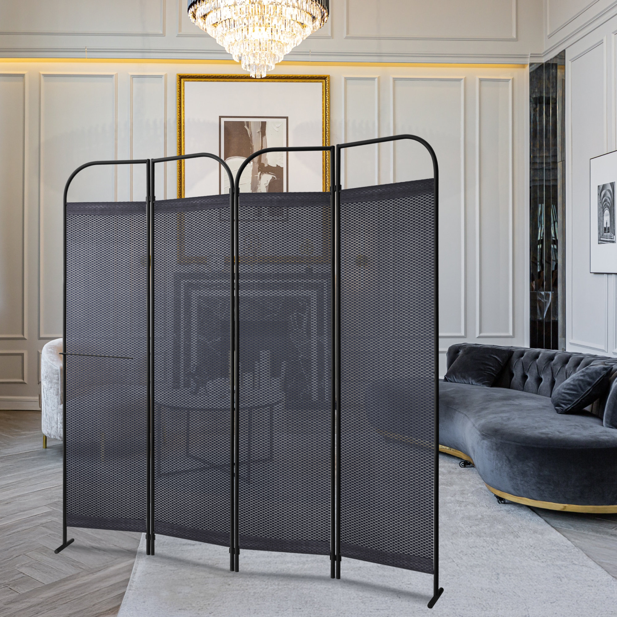 Latitude Run® Deluxe 4 Panel Room Divider, Room Partition Panel ...