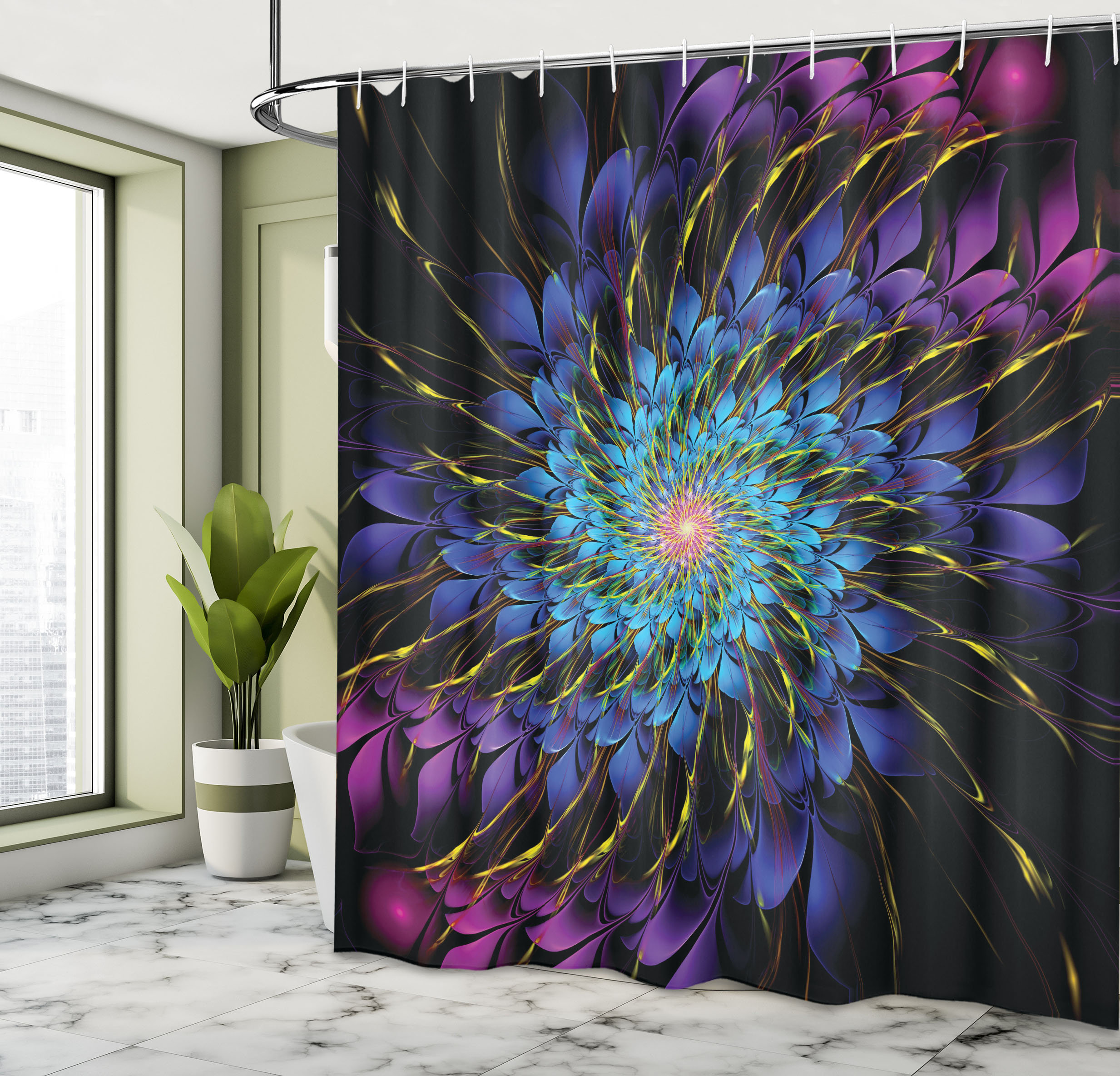 East Urban Home Trippy Shower Curtain Vortex of Vivid Petals Multicolor ...