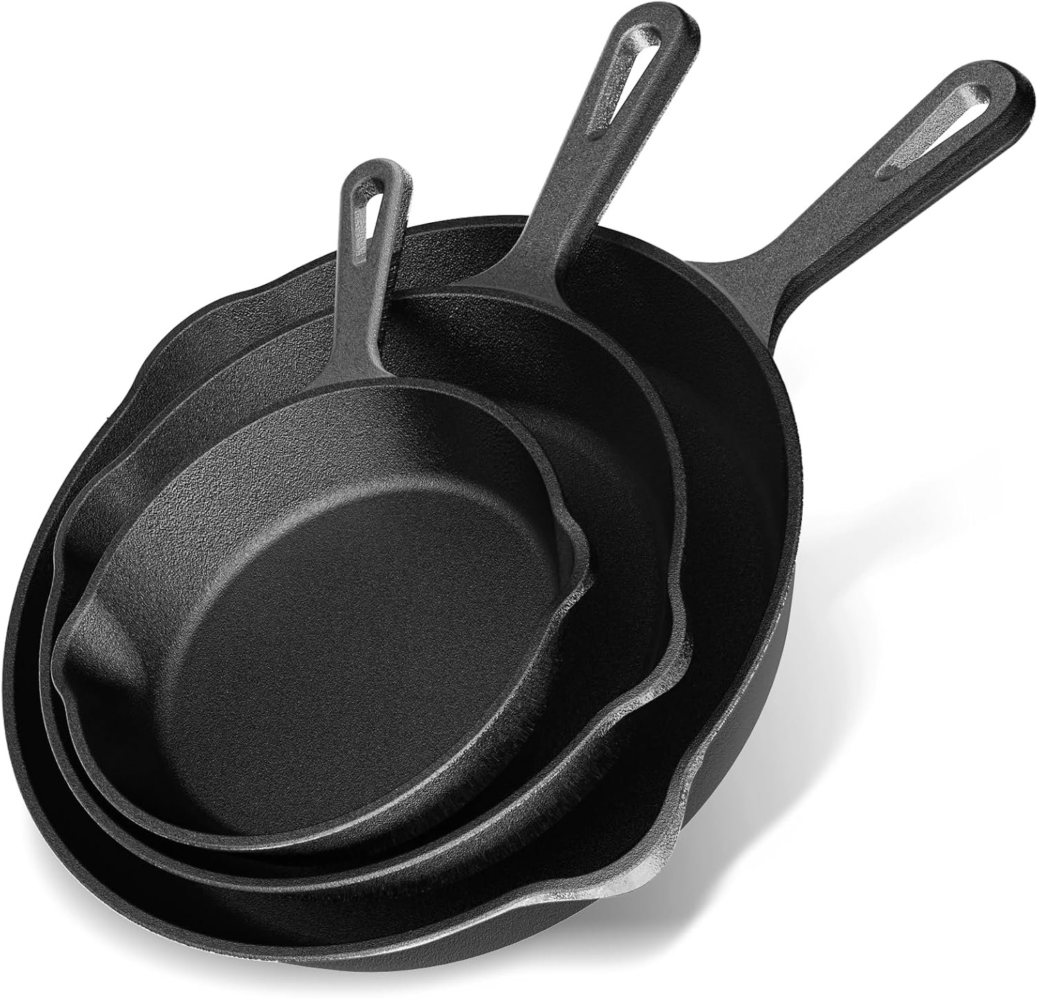 OSTBA APPLIANCE 3-Piece Cast Iron Skillet Set, Non-Stick Frying Pans ...