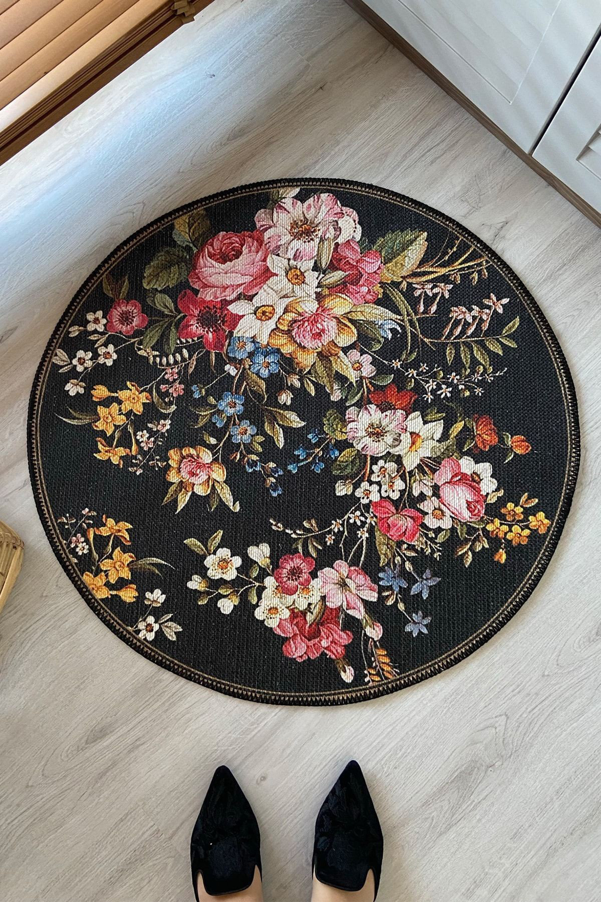 Hokku Designs Floral Pattern Round Machine Washable Rug - Wayfair Canada