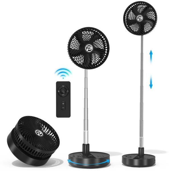 ZACHVO Battery Operated Foldable Oscillating Standing Fan Adjustable ...